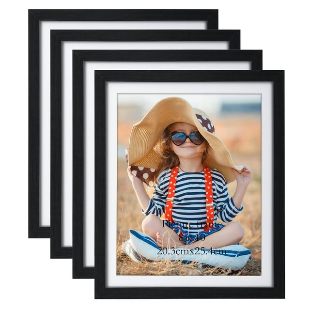 4-Pack 8x10 Black Picture Frames, Wall/Tabletop Display, 9x11 without ...
