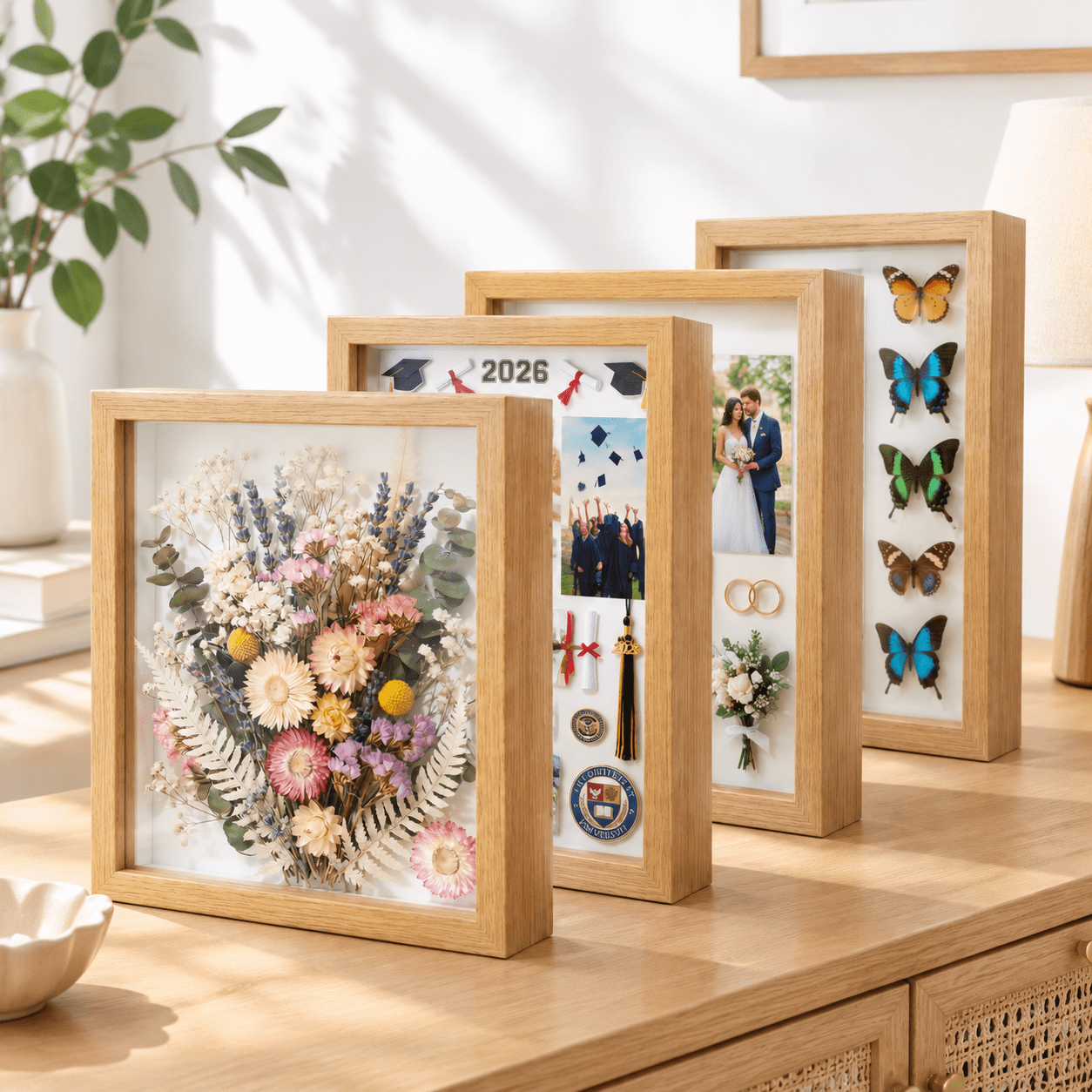 4 Pack 8x10 Shadow Box Frame Display Cases Wood Color - Walmart.com