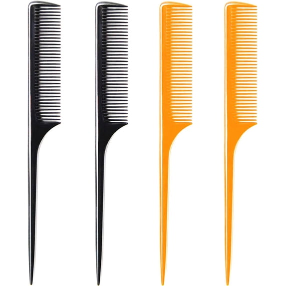 (4 Pack) 9.25" Sturdy Rat Tail Fine-tooth Hair s with Thin and Long ...