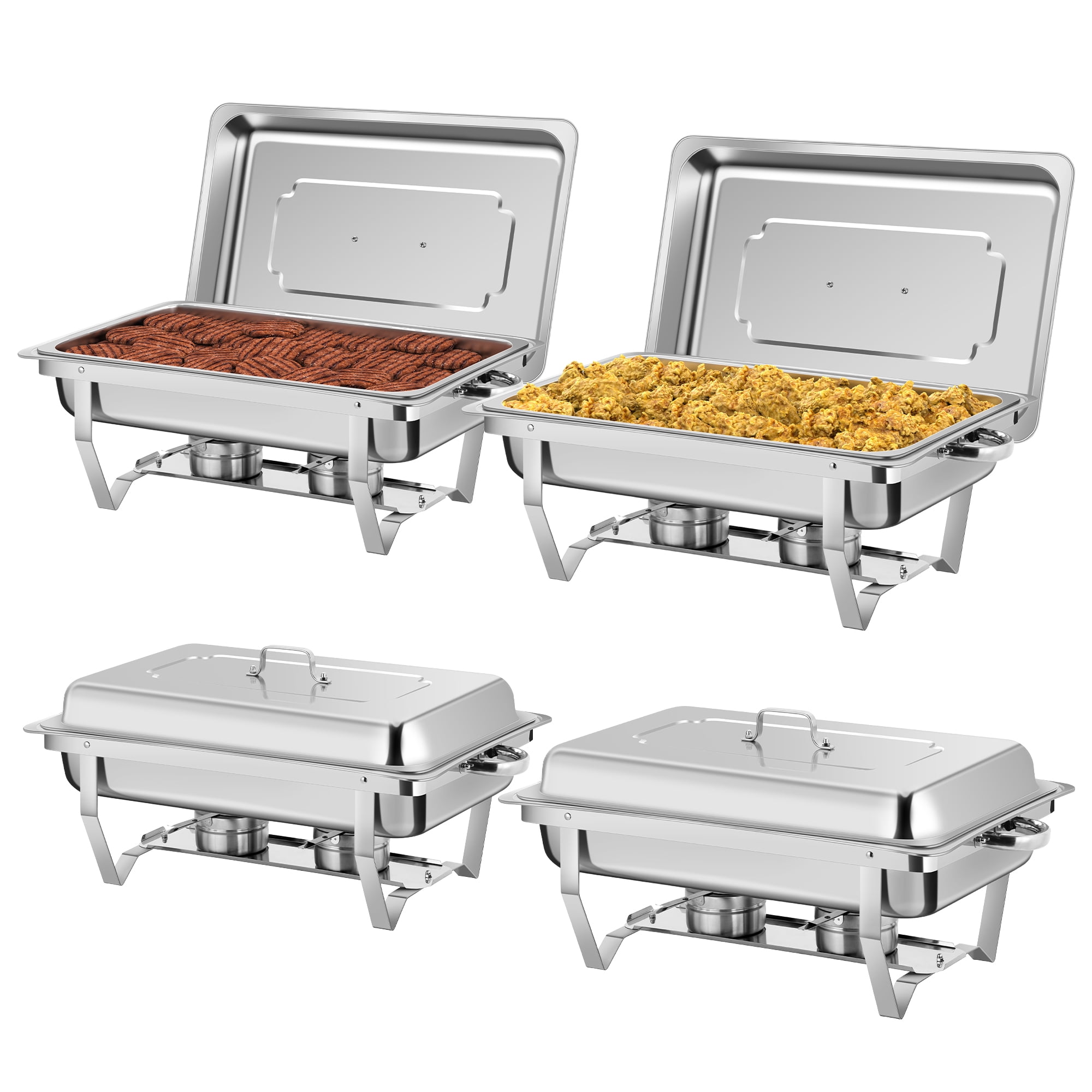 4 Pack 9.5QT Chafing Dish Buffet Set, EVMORE Stainless Steel Food ...