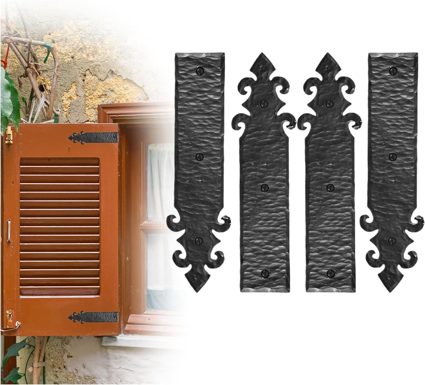 4 Pack 9" Black Faux Strap Hinges - Decorative Dummy Faux Hinge ...