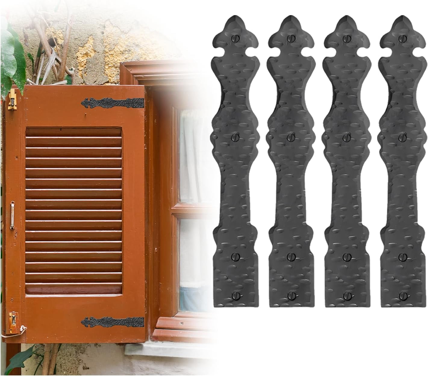 4 Pack 9" Black Faux Strap Hinges - Decorative Dummy Faux Hinge ...