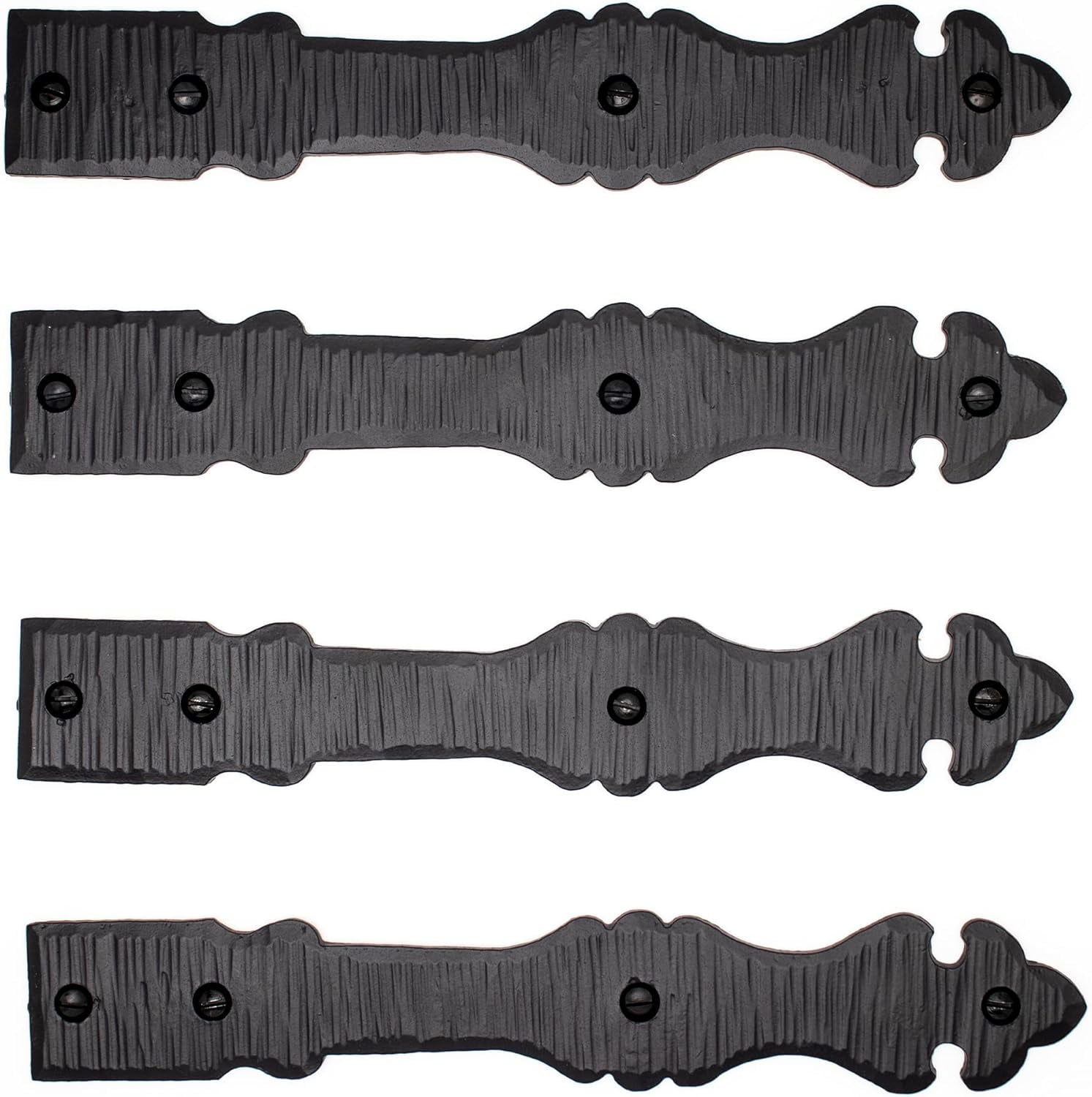 4 Pack 9 Inch Black Powder Coated Rustic Iron Hinges - Decorative Dummy ...