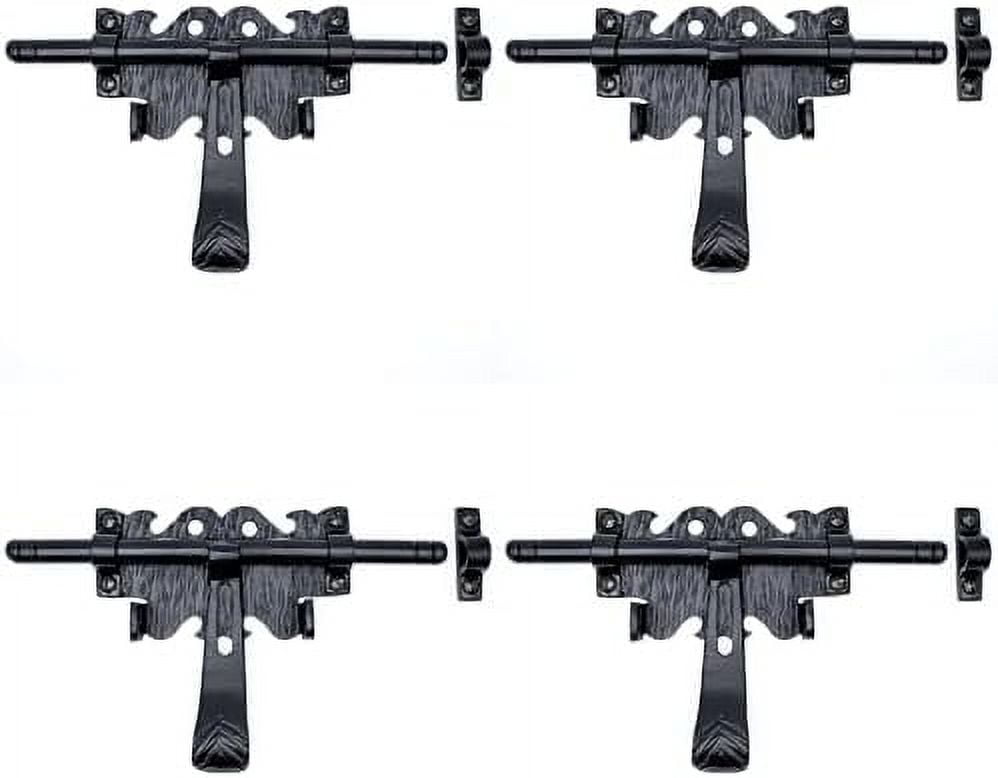 4 Pack 9 Inch Bolt Latch for Gates - Black - Decorative Metal Gate ...