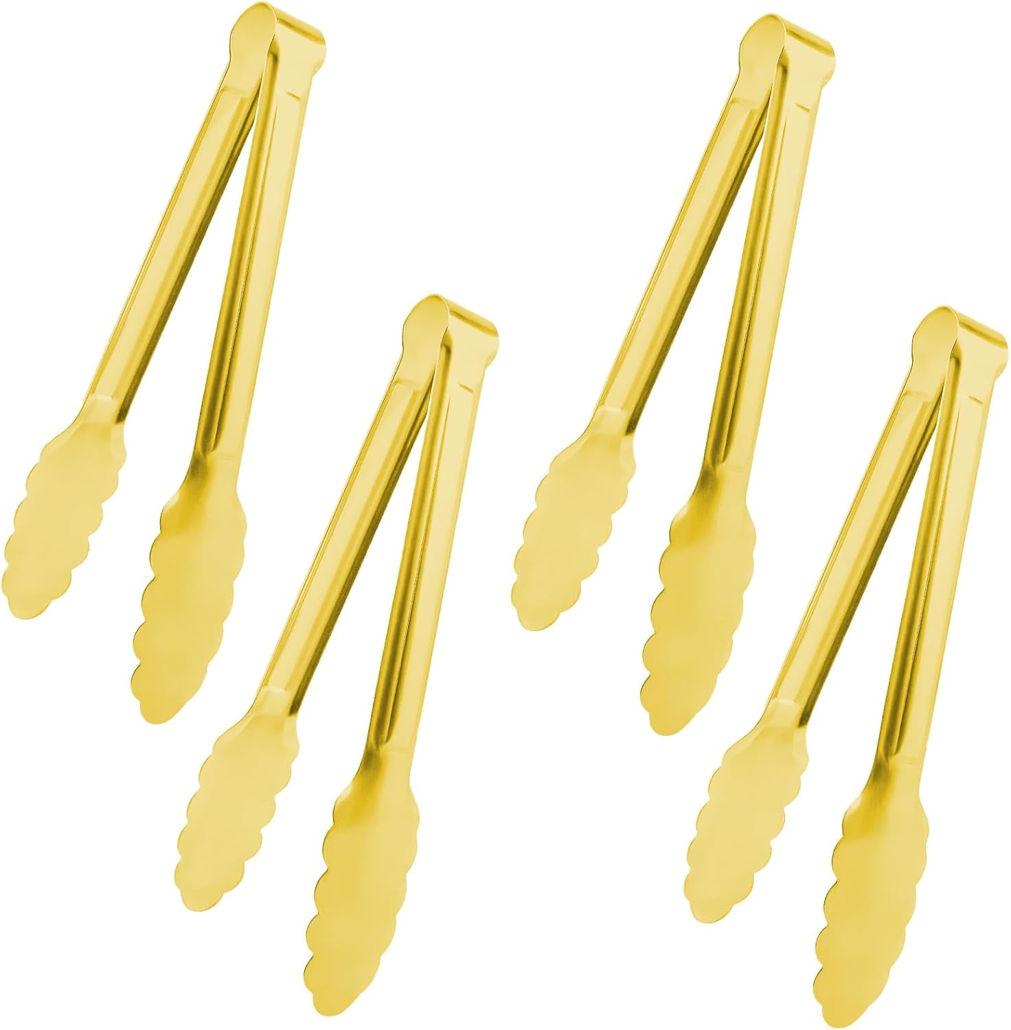4 Pack 9 Inch Gold Tongs for Serving Food, Gold Serving Tongs Buffet ...