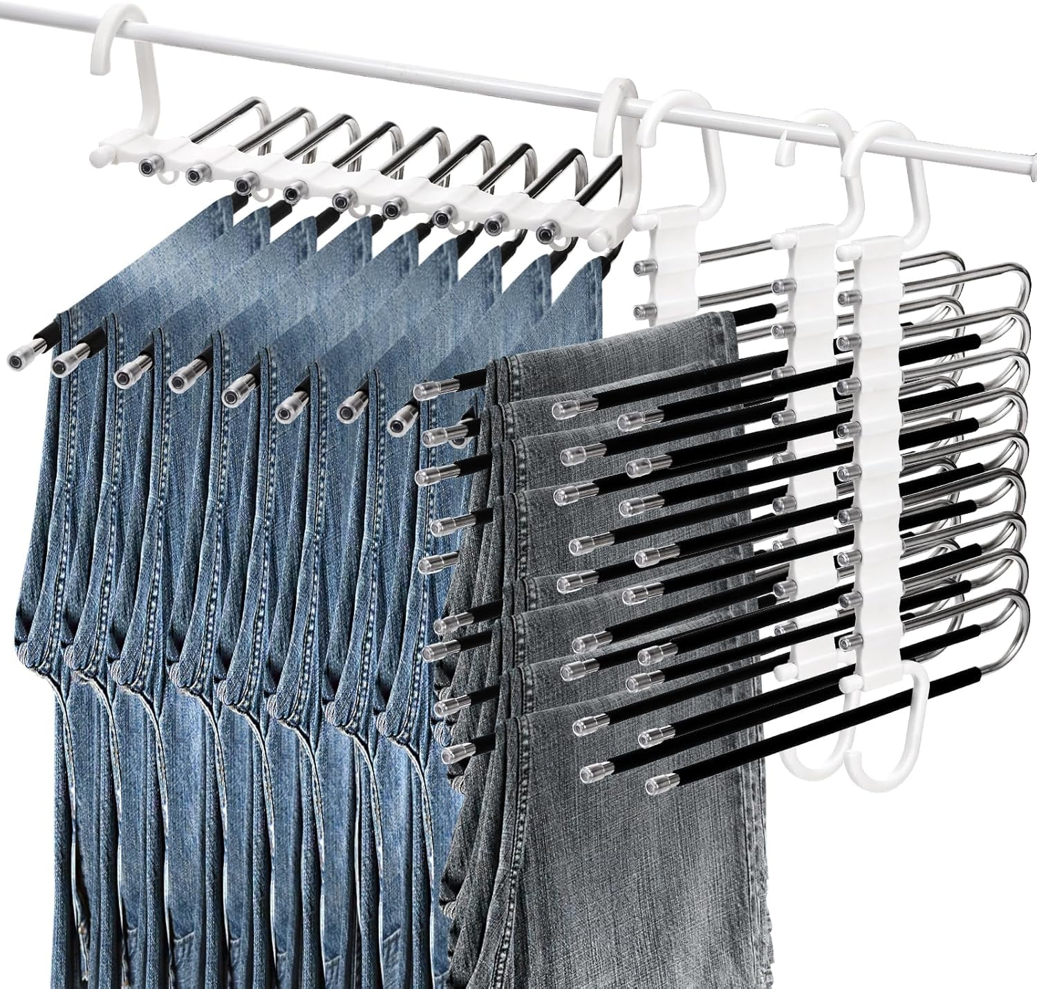 4 Pack 9 Layers Pants Hangers Space Saving, Stainless Steel ...