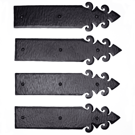 4 Pack 9 inch Faux Door Hinges Black Decorative Strap Hinge Wrought ...