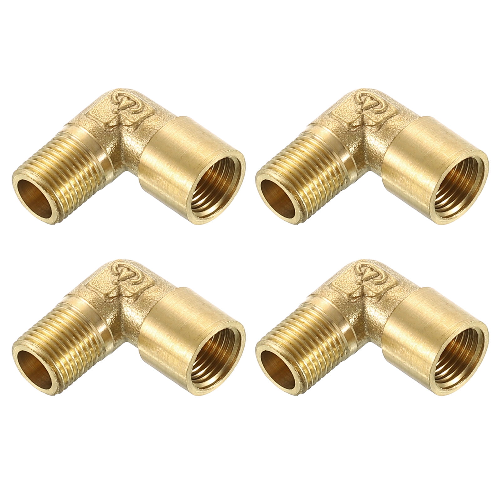 4 Pack 90 Degree Elbow, 1/8 Inch Male x 1/8 Inch Female Brass Right Angle Pipe Fitting ...