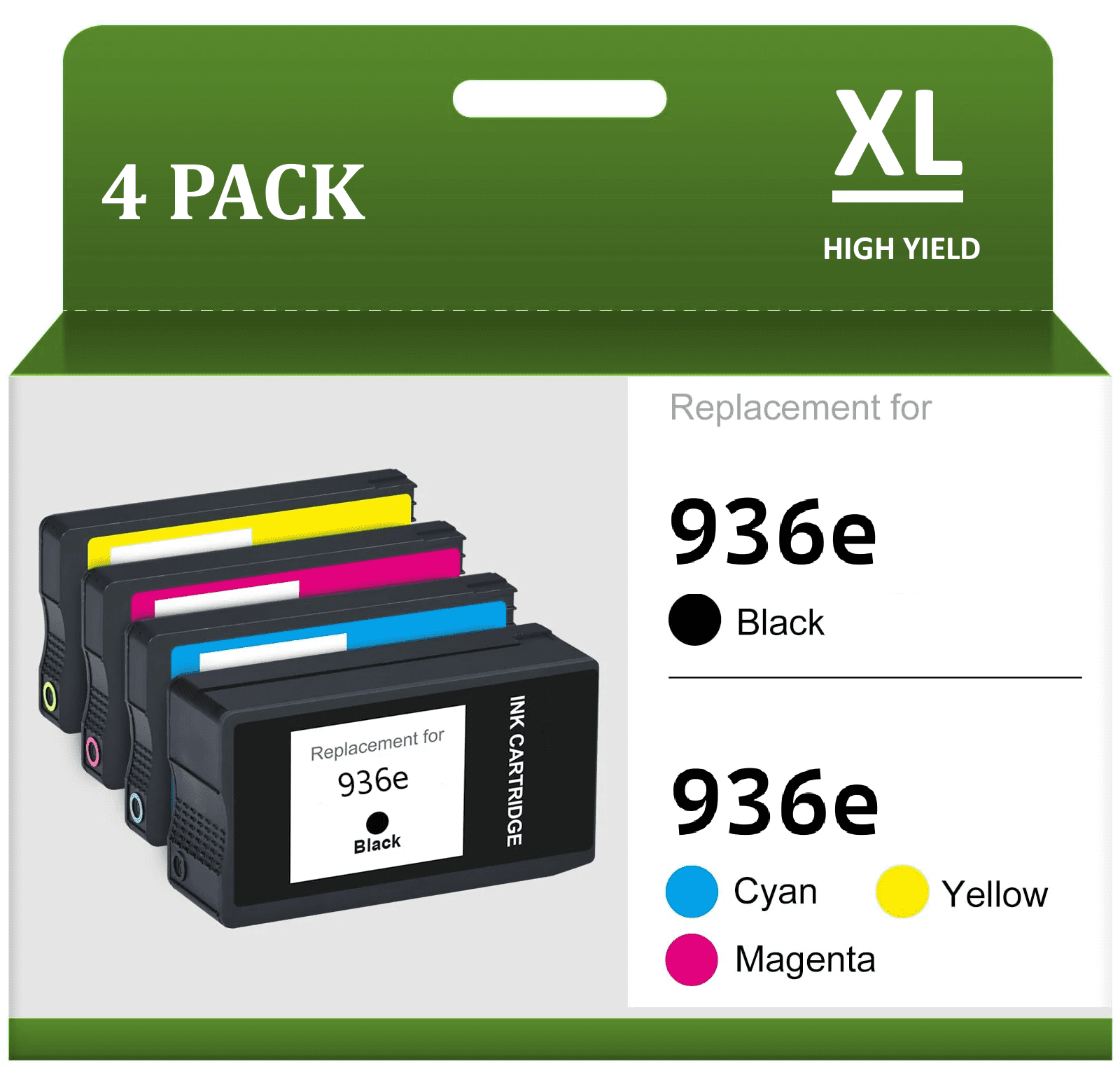 4 Pack 936e 936 Compatible Ink Cartridge Replacement for 9110 9130 ...