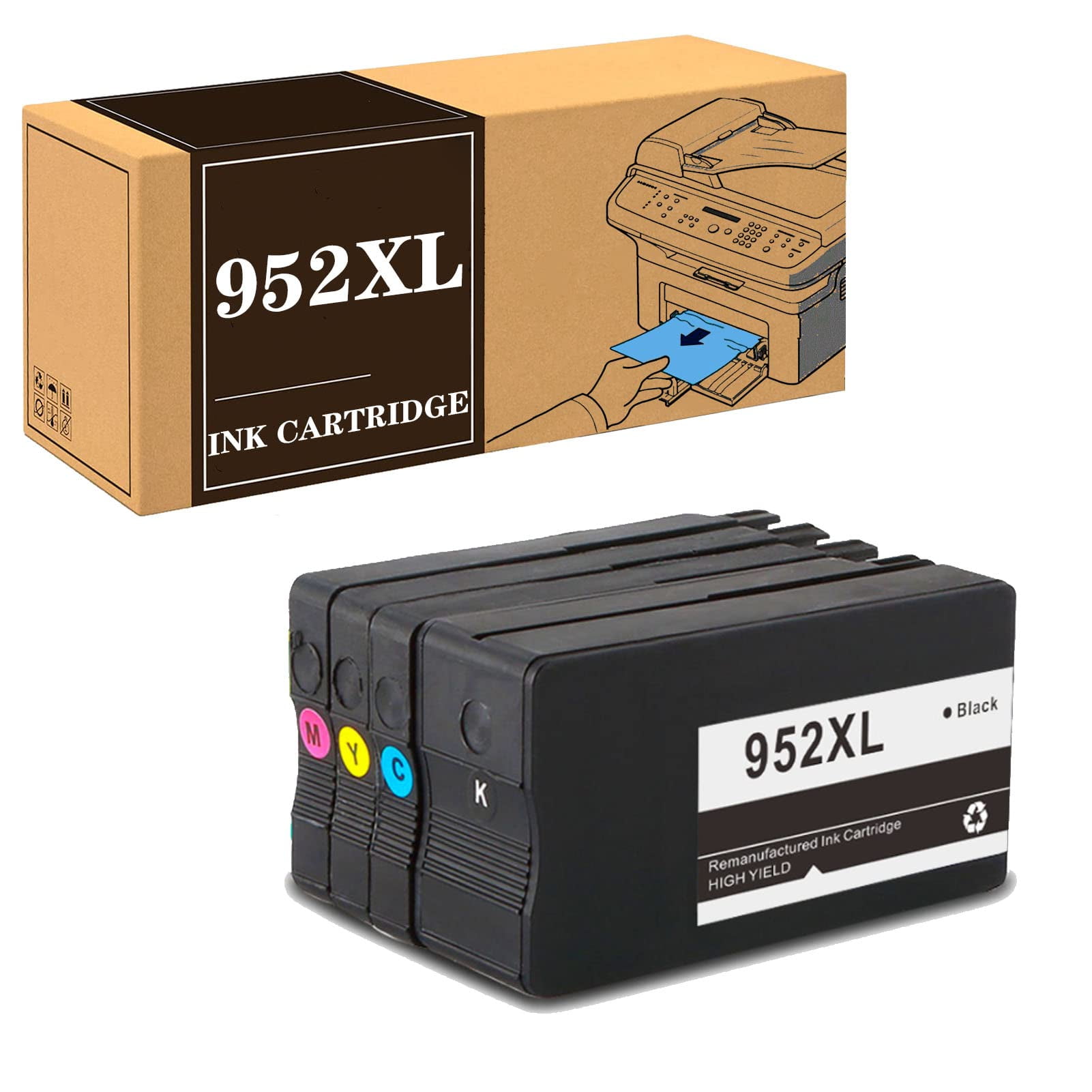 4 Pack 952XL Compatible Ink Cartridge Replacement for HP 7740 8210 8216 ...