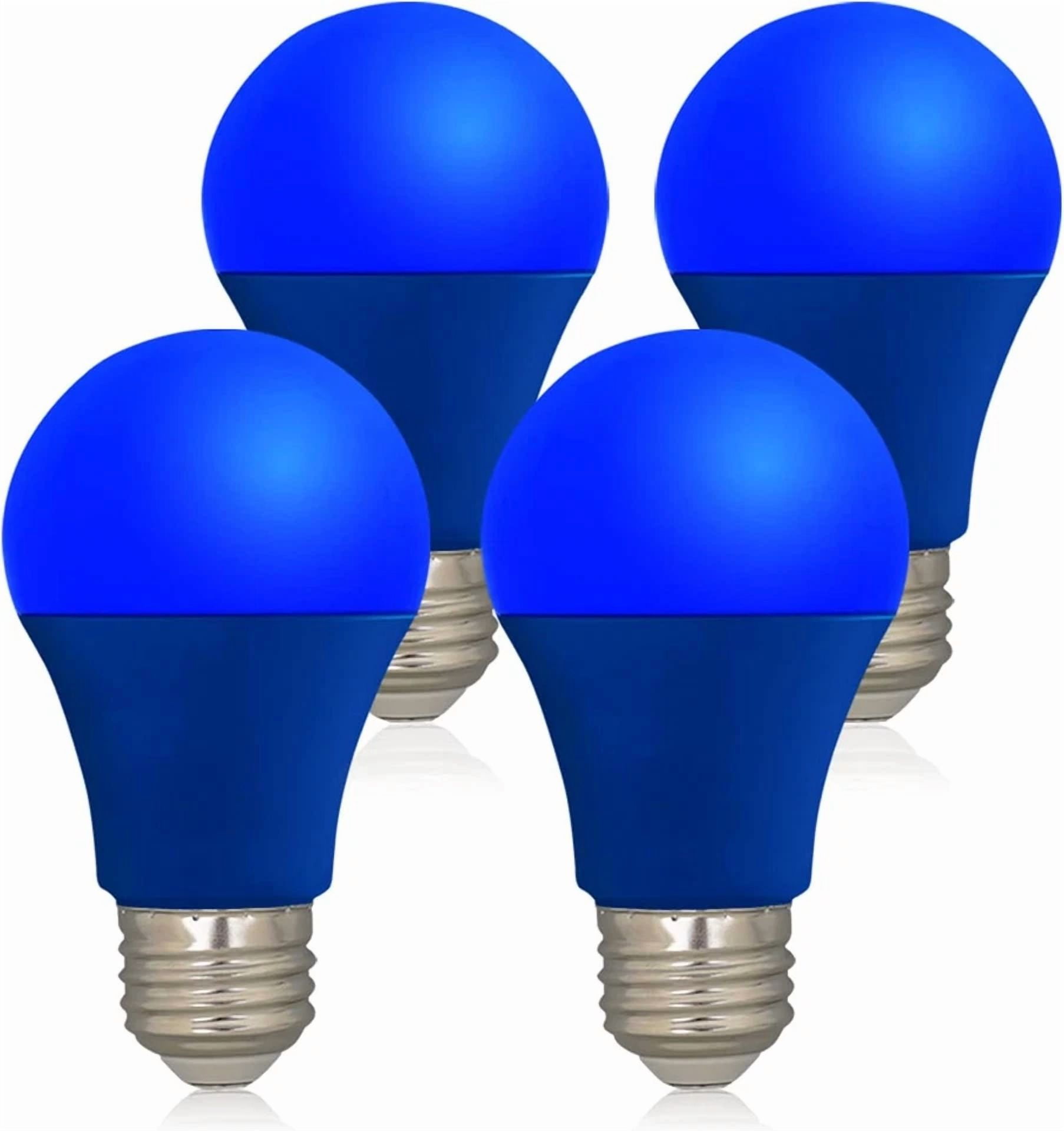 4 Pack A19 Blue Led Light Bulbs 9W 60W Equivalent Mood And Party ...