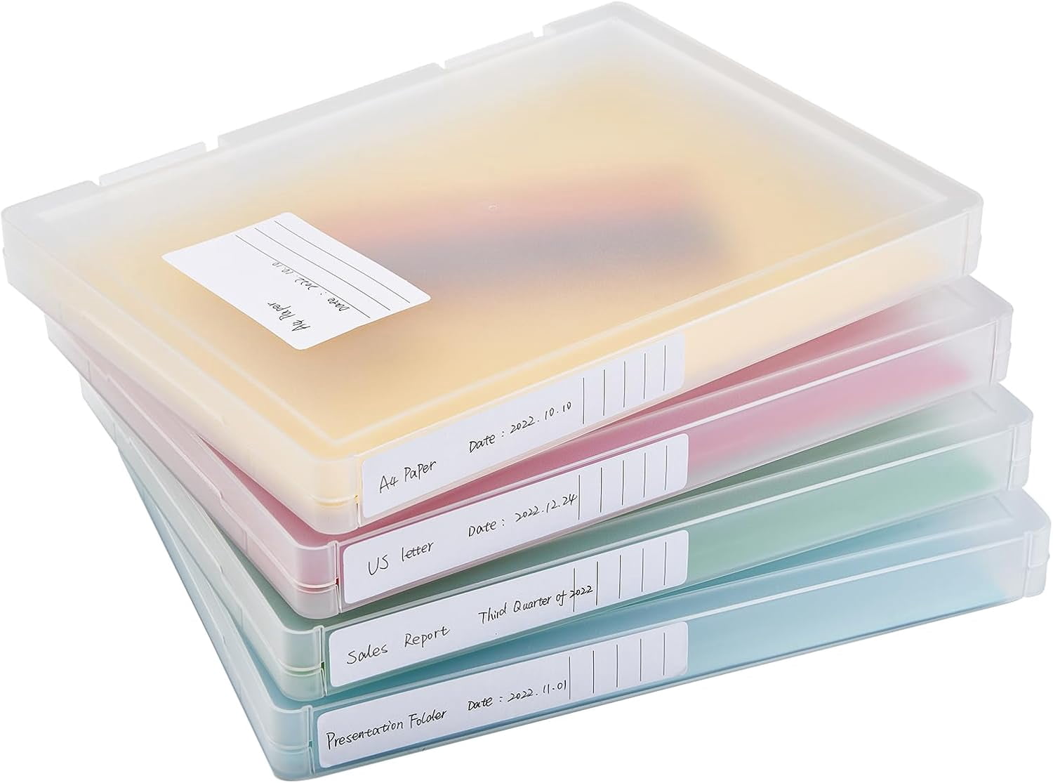 4 Pack A4 File Portable Paper Organizer Boxes for 8.5" x 11" Letter ...