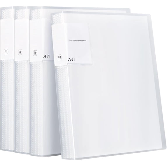 4 Pack A4 Presentation Book,60 Pockets Binder with Plastic Sleeves ...