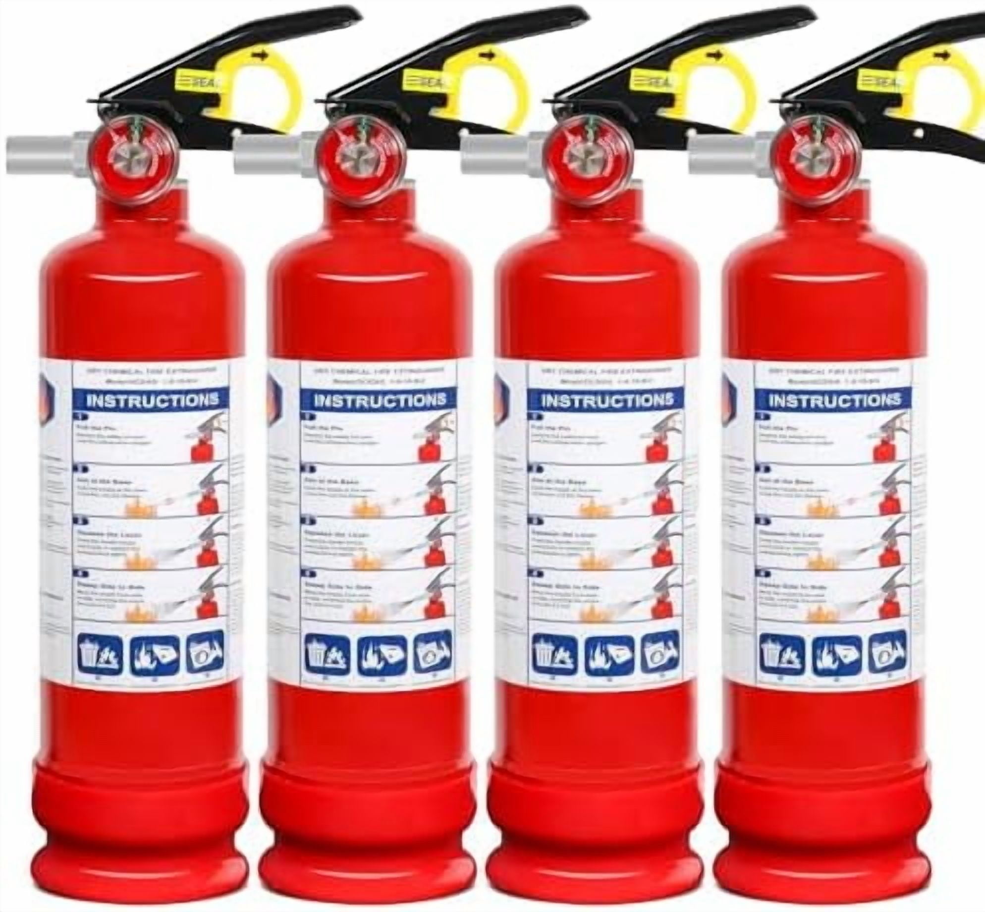 4 Pack ABC Dry Chemical Fire Extinguishers, 2.5 lb 1A:10B:C Rating for ...