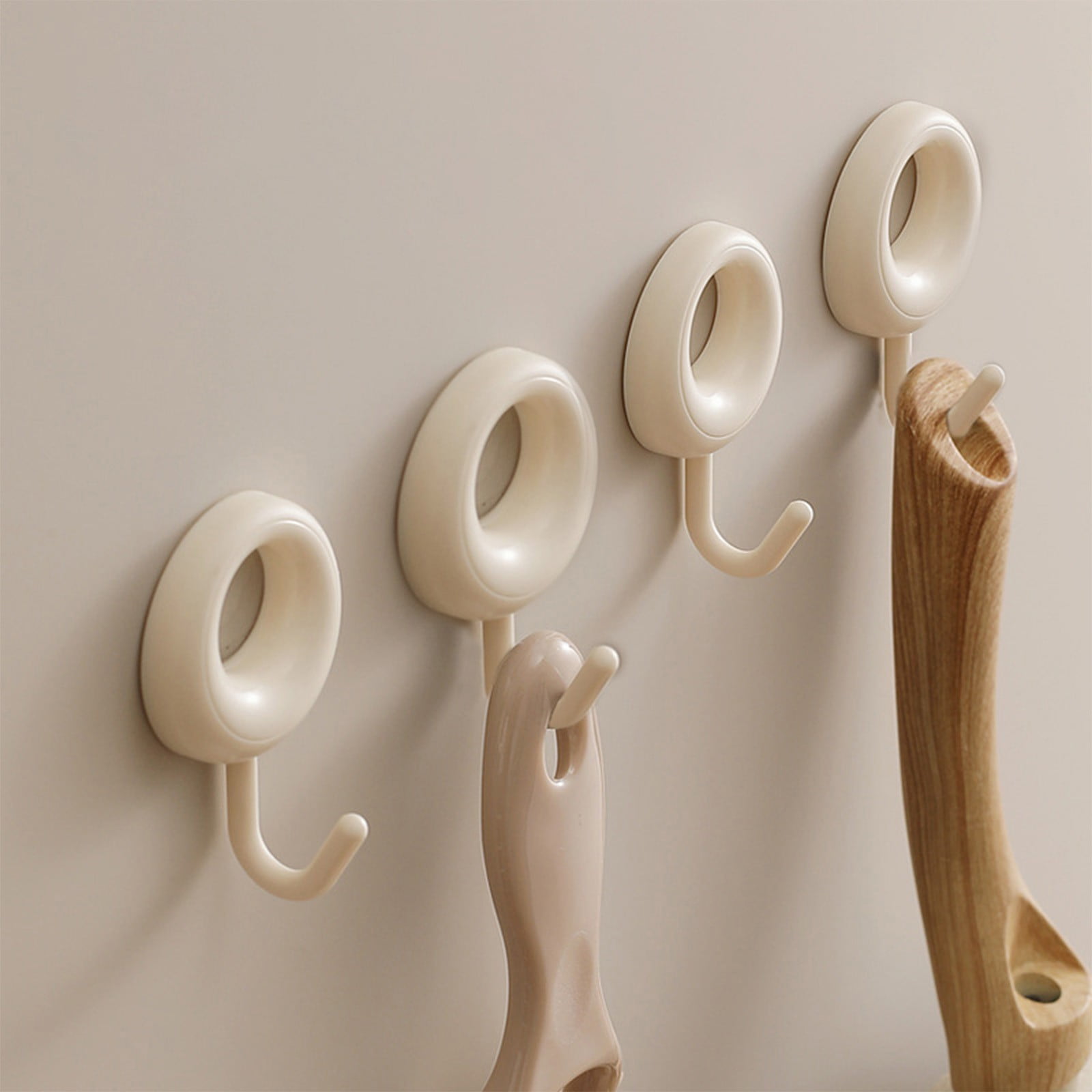 4-Pack ABS Adhesive Hooks, Strong Load-Bearing No-Drill Wall Hooks for ...