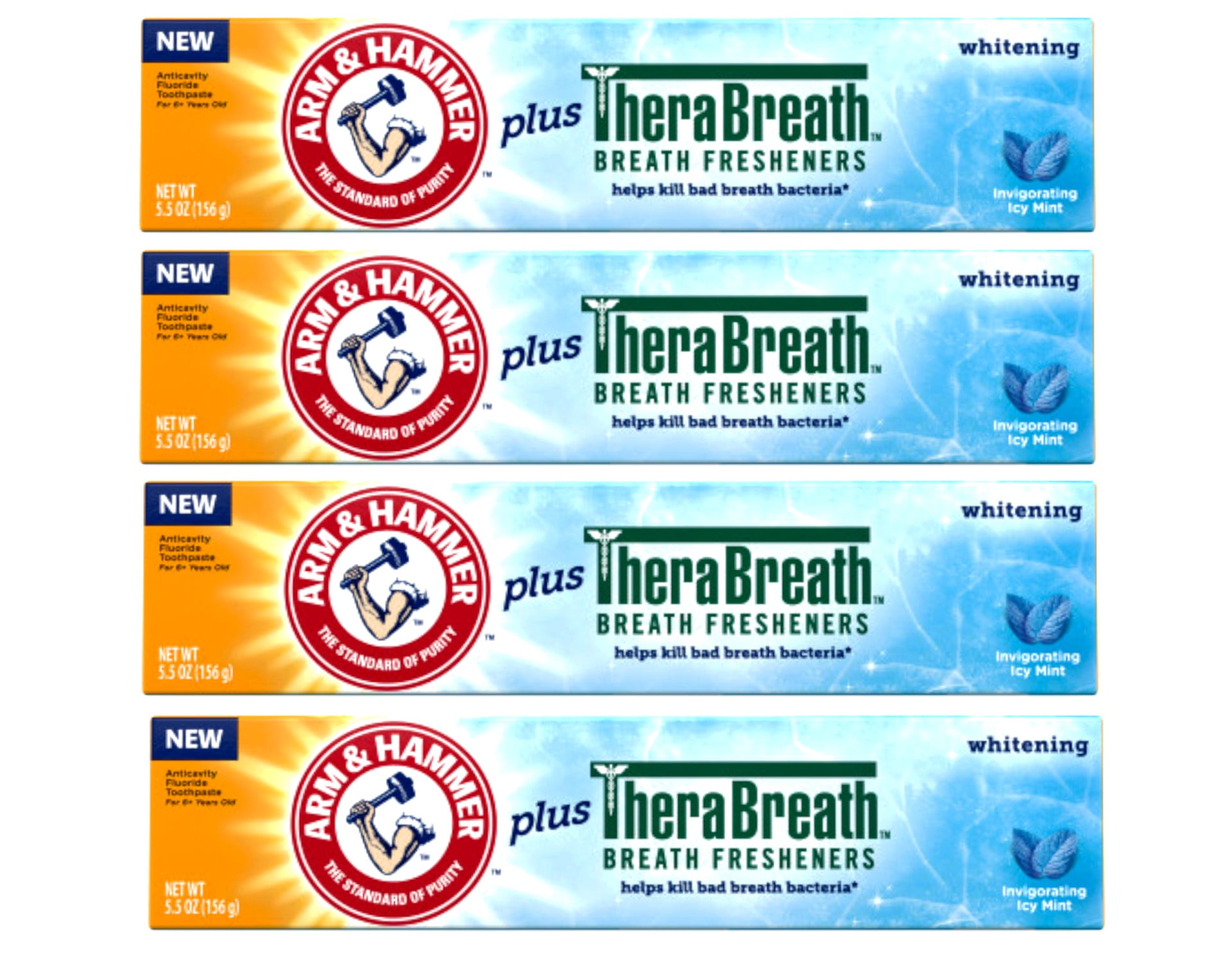 4 Pack - ARM & HAMMER Whitening Toothpaste Plus Therabreath Breath ...