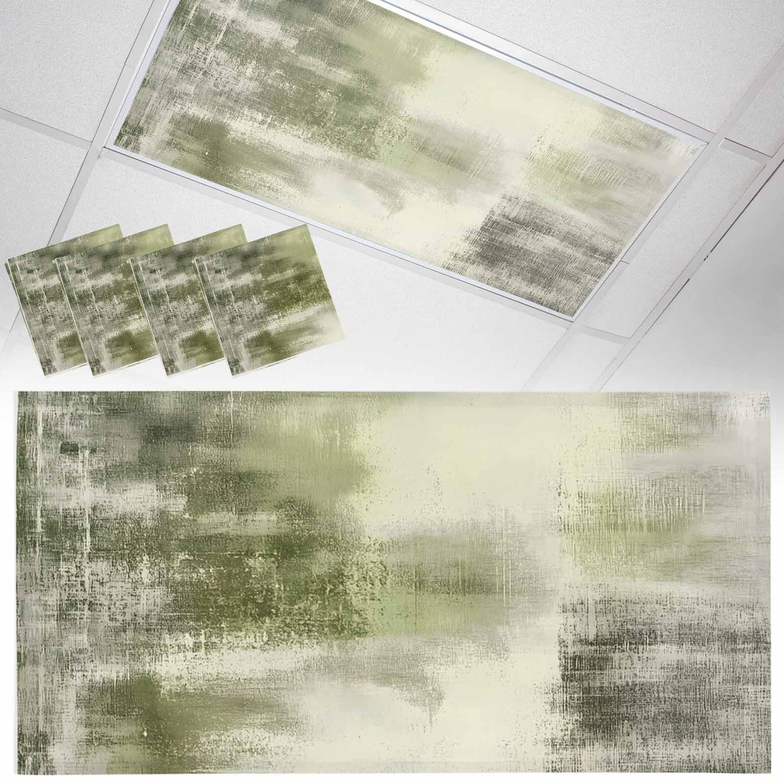 4 Pack Abstract Art Fluorescent Light Covers for Ceiling Lights Sage ...