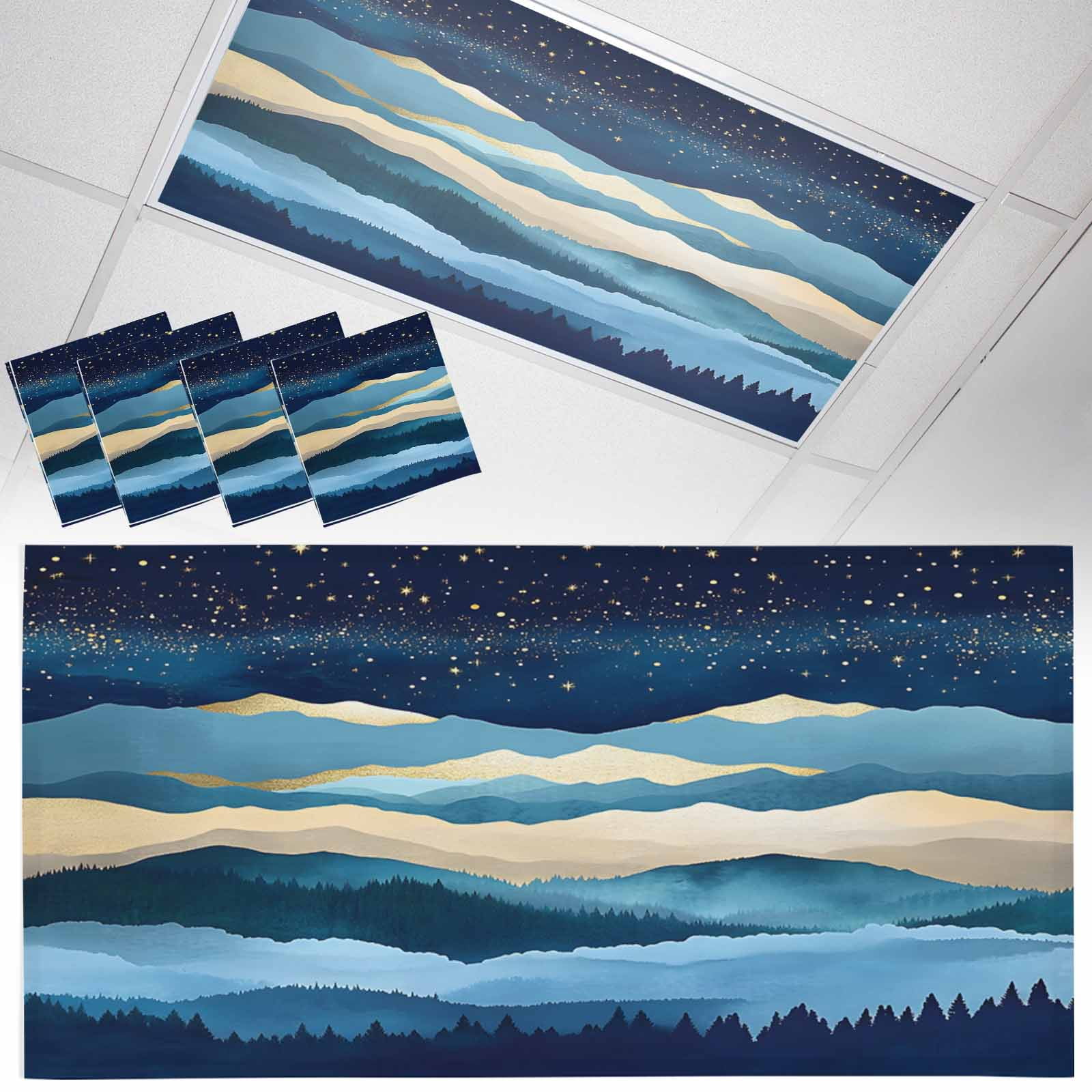 4 Pack Abstract Art Night Sky Fluorescent Light Covers for Ceiling ...