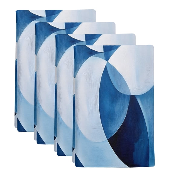 4 Pack Abstract Circular Kitchen Towels White Blue Stitching Gradient ...