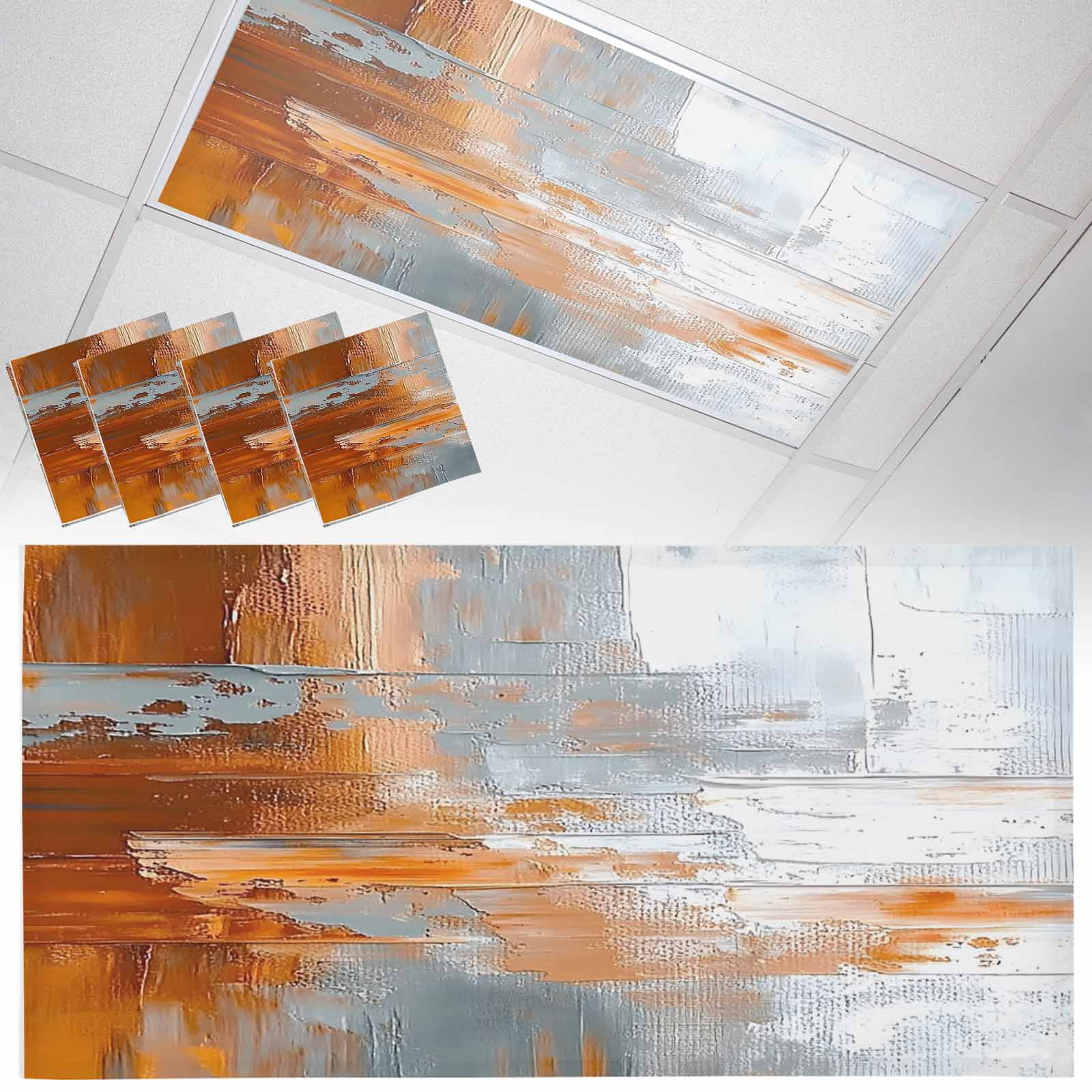4 Pack Abstract Gray Ombre Fluorescent Light Covers for Ceiling Lights ...