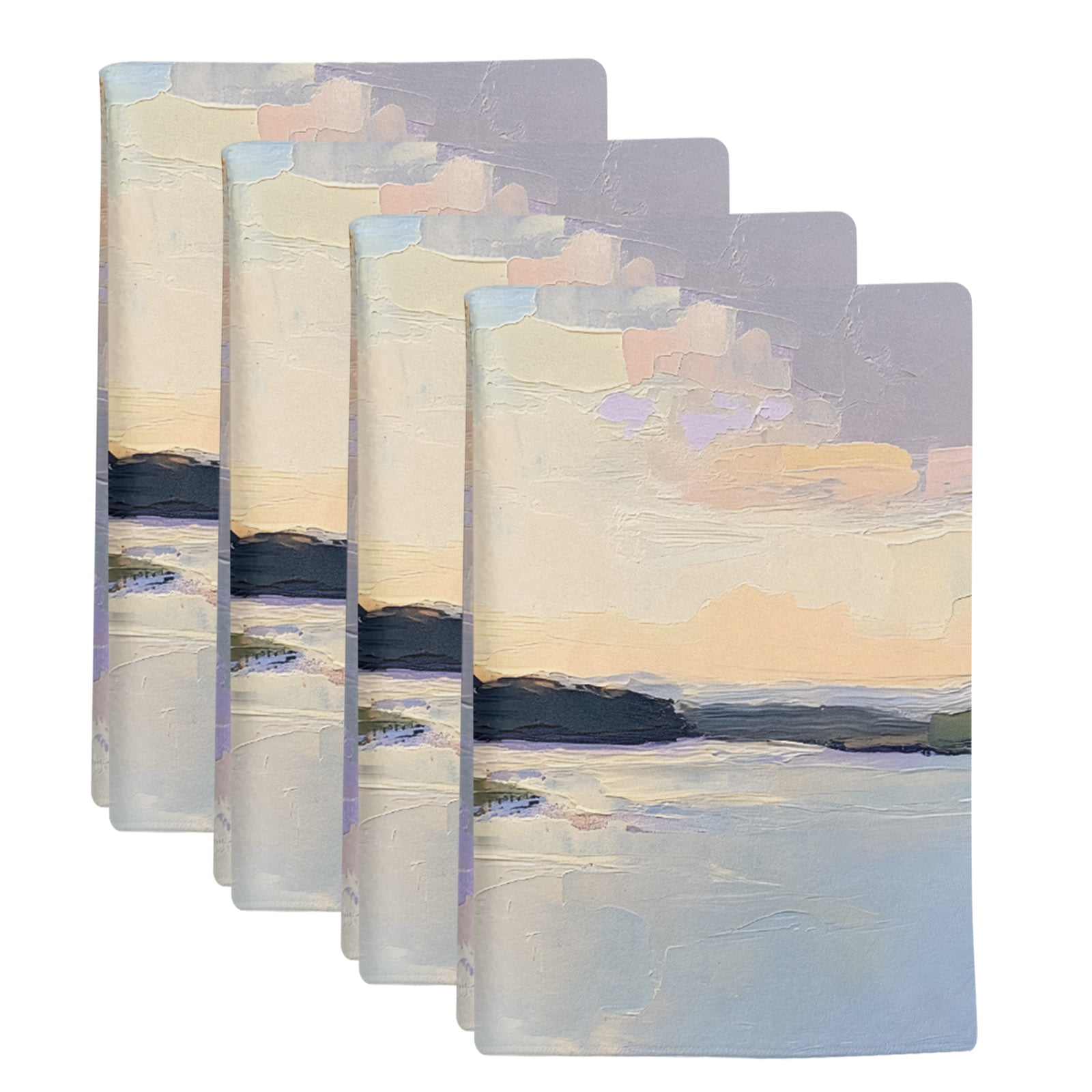 4 Pack Abstract Landscape Painting Kitchen Towels Blue Watercolor ...