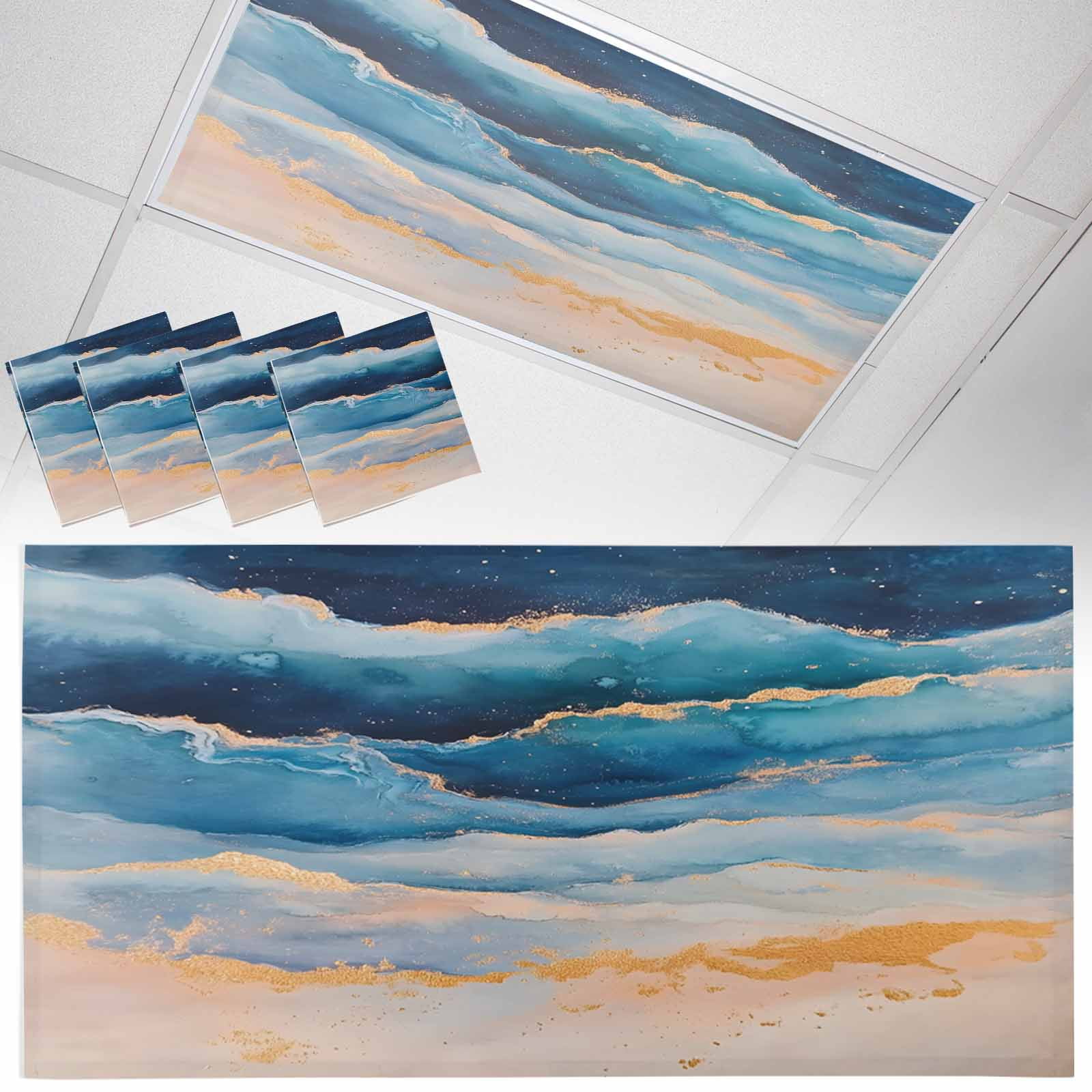 4 Pack Abstract Ocean Fluorescent Light Covers for Ceiling Lights ...