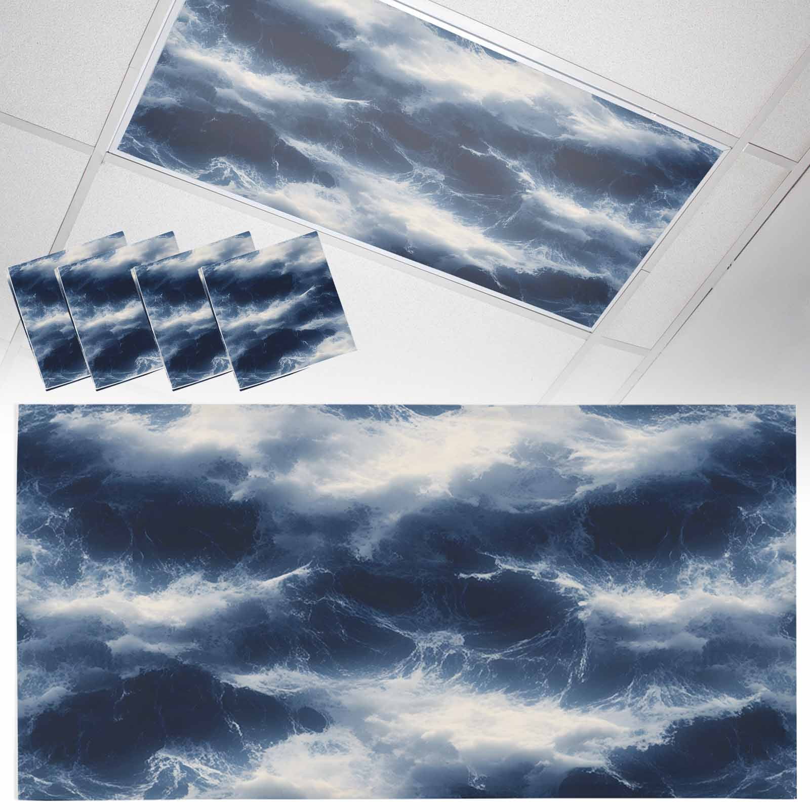 4 Pack Abstract Ocean Waves Fluorescent Light Covers for Ceiling Lights ...