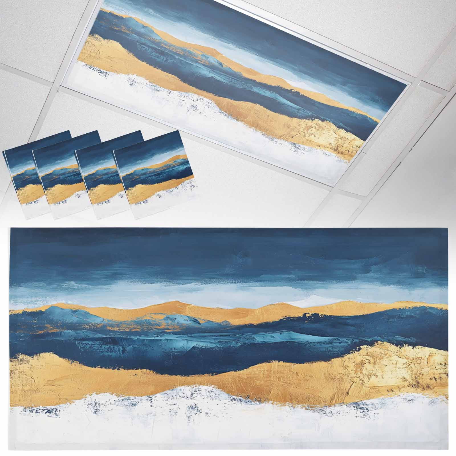 4 Pack Abstract Ocean Waves Fluorescent Light Covers for Ceiling Lights ...