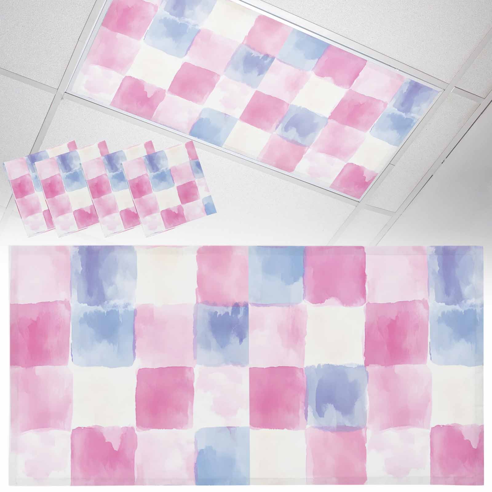 4 Pack Abstract Plaid Spring Fluorescent Light Covers for Ceiling ...