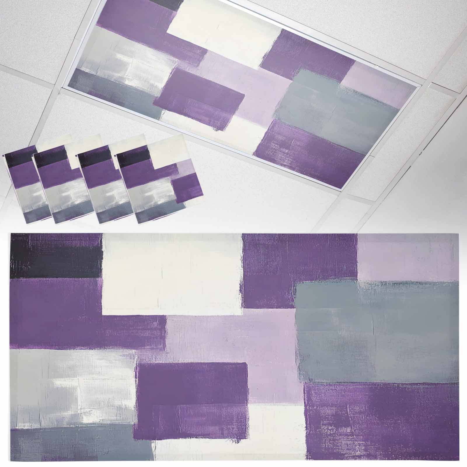 4 Pack Abstract Purple Fluorescent Light Covers for Ceiling Lights ...