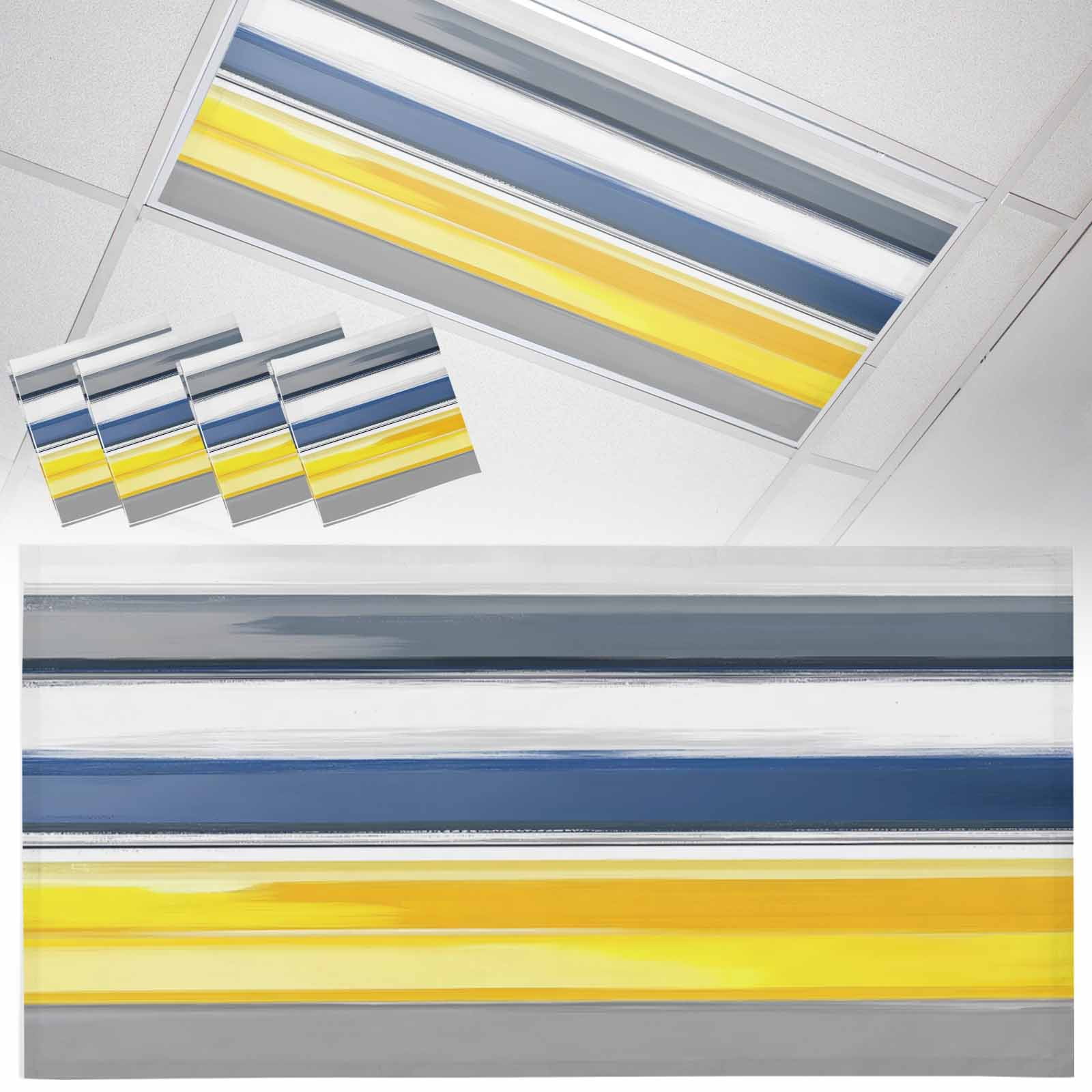4 Pack Abstract Stripe Fluorescent Light Covers for Ceiling Lights Blue ...