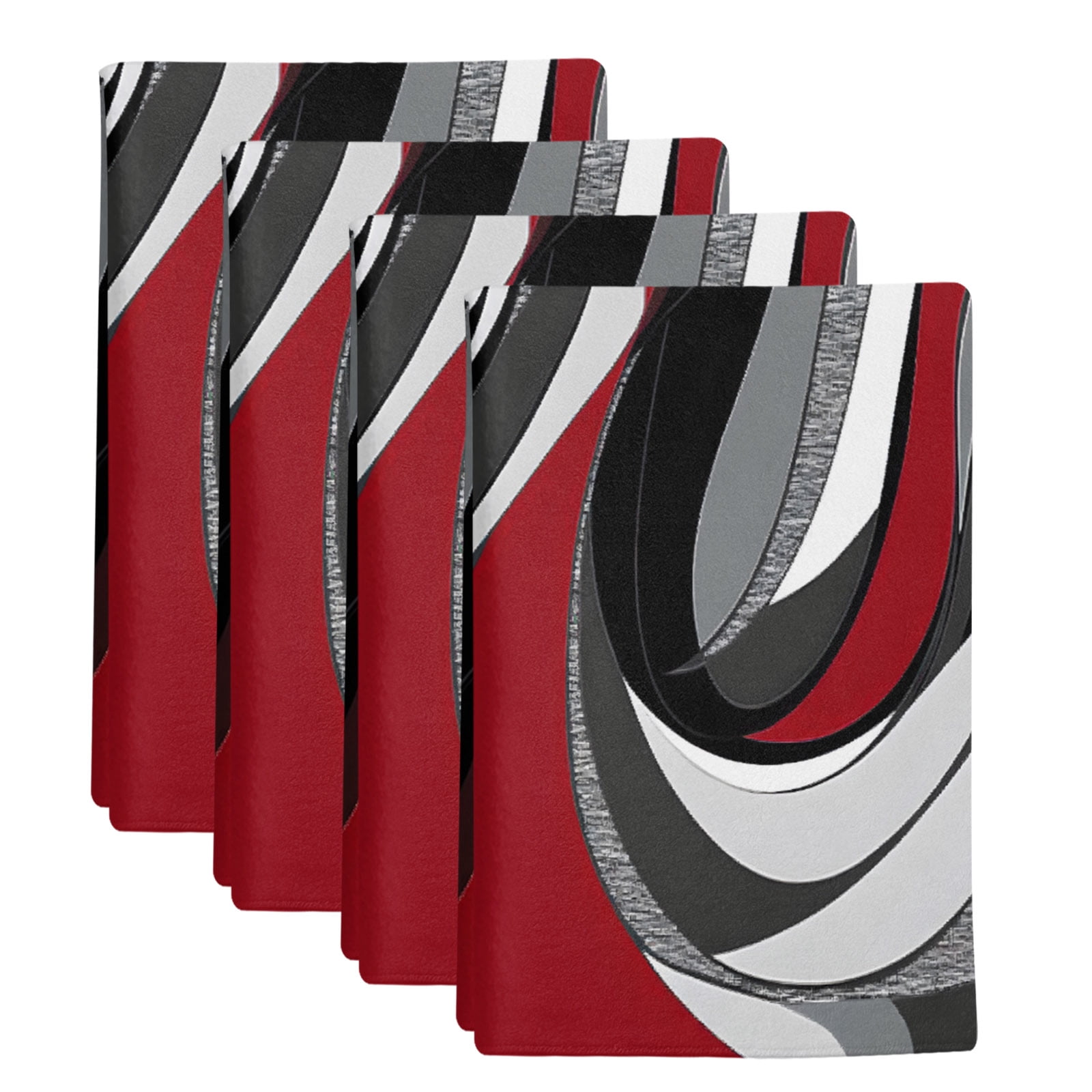 4 Pack Abstract Twist Art Kitchen Towels Black and Red Classic Match ...