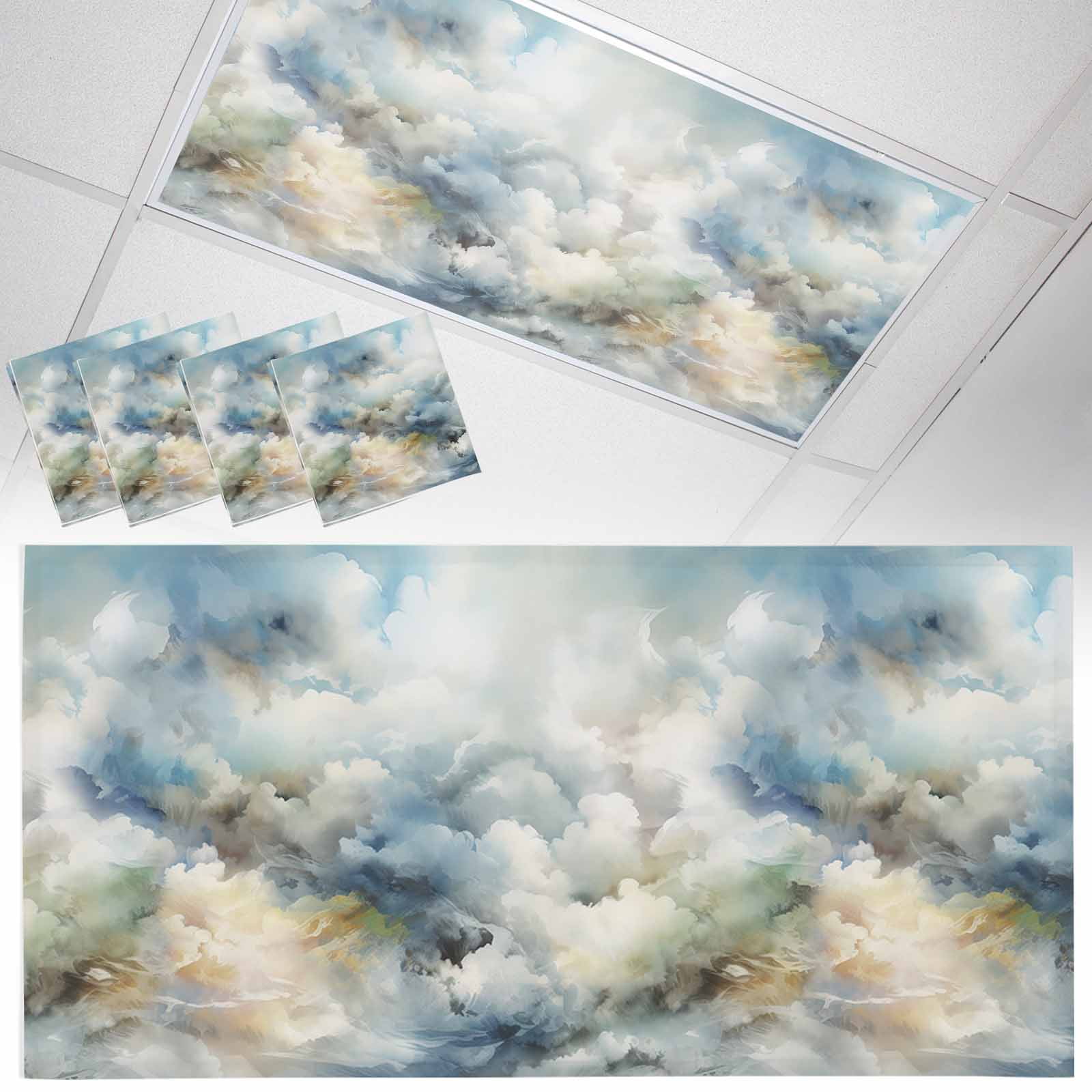 4 Pack Abstract Watercolor Fluorescent Light Covers for Ceiling Lights ...