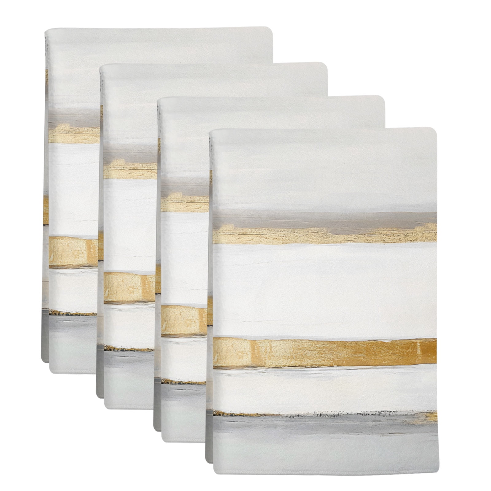 4 Pack Abstract Yellow Gray White Stripes Kitchen Towels Simple Style ...