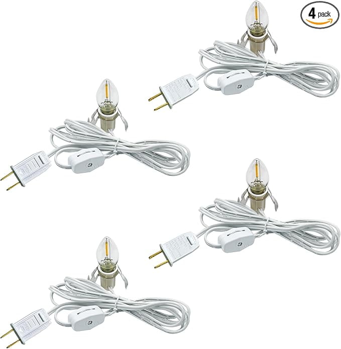4 Pack Accessory Cord with LED Night Light Bulbs - White Cord with On ...