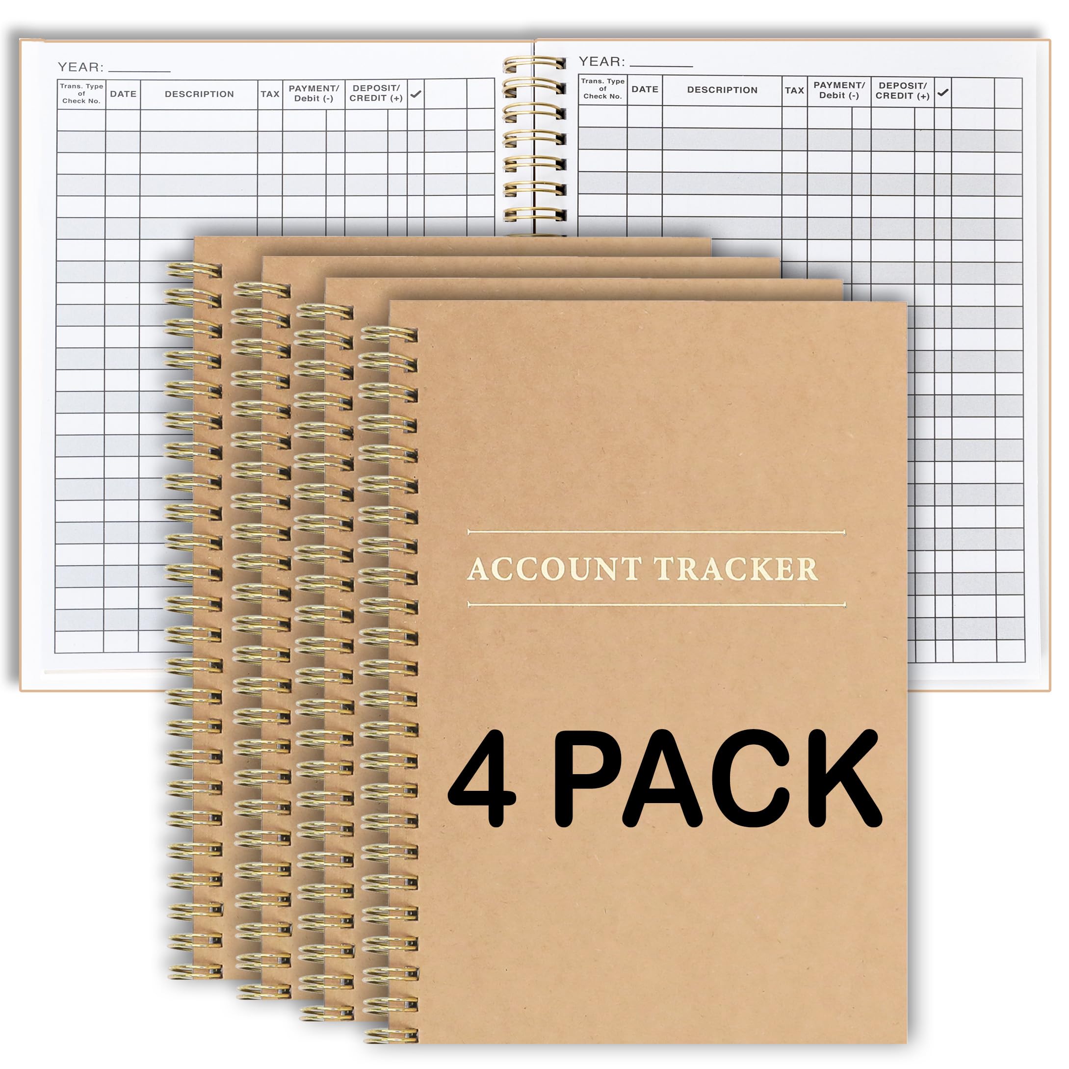 4 Pack Accounting Ledger Books for Home Budget Tracking, Business ...
