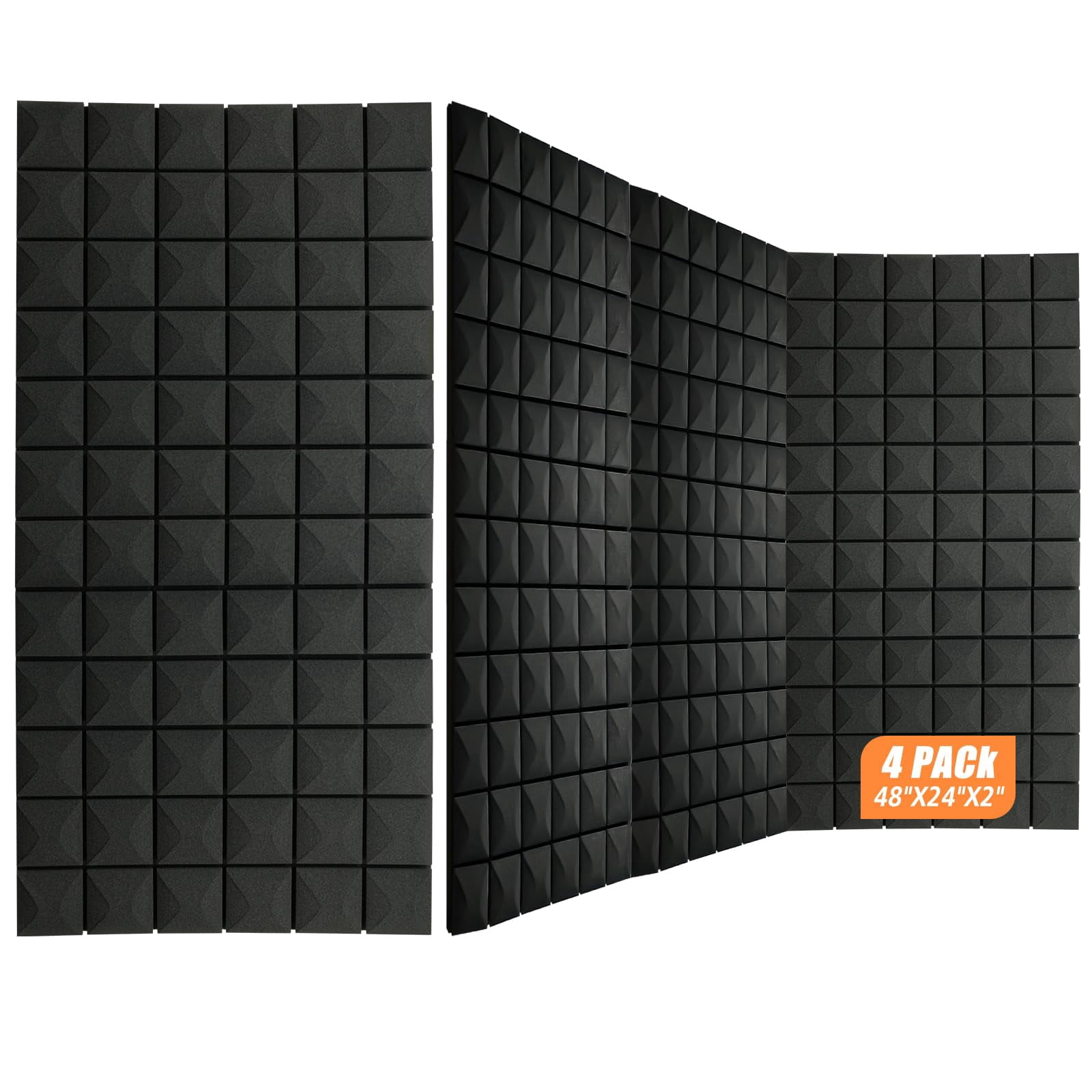 4 Pack Acoustic Panels 48"x24"x2" Sound Proof Foam Panels, High Density ...