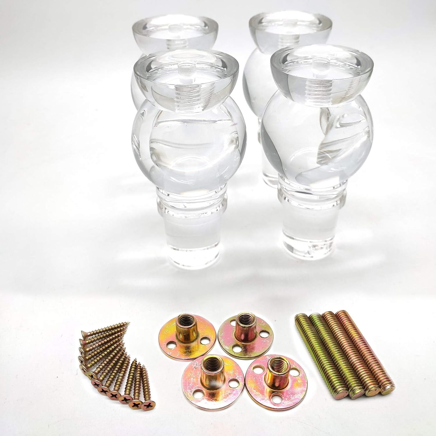 4-Pack Acrylic Lucite Furniture Legs for Sofa, Cabinet Risers Feet 5.12 ...