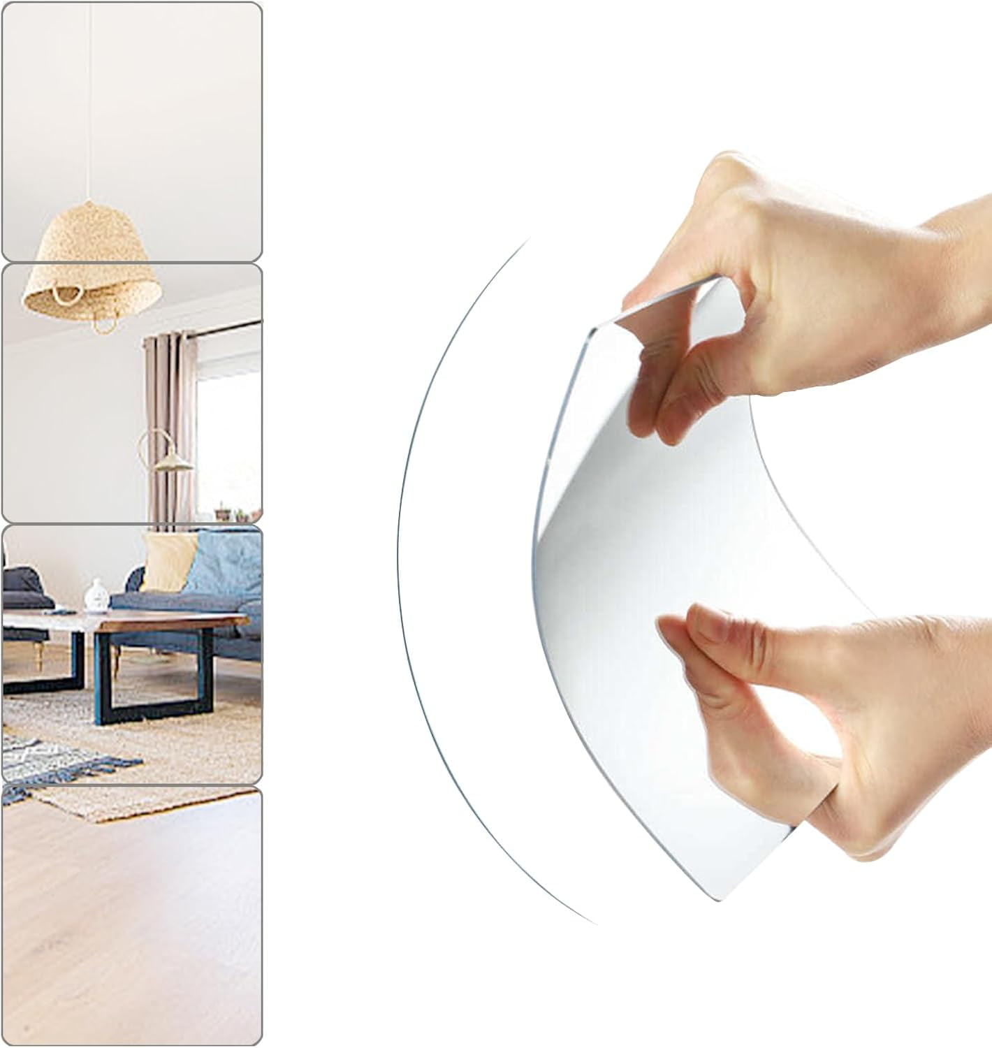 4 Pack Acrylic Mirrors for Wall,8 x 8 Inch Self Adhesive Frameless ...