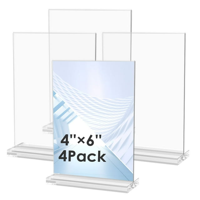 4 Pack Acrylic Picture Frame 4x6 inches Clear Plastic Picture Frames ...