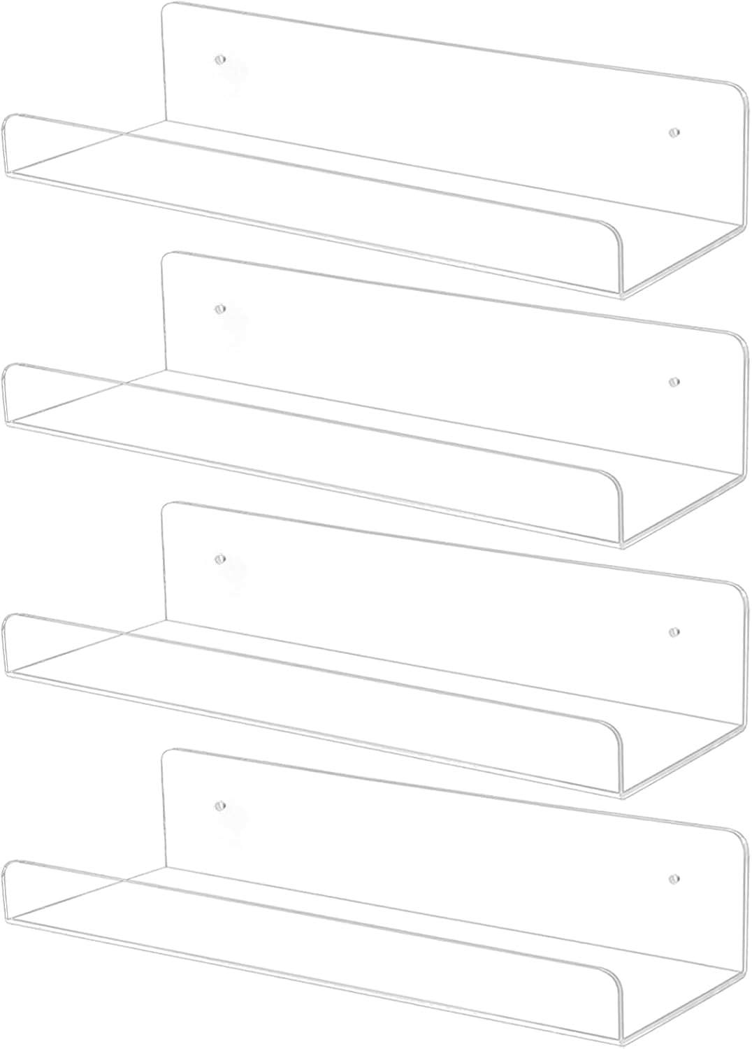 4 Pack Acrylic Shelves for Wall 6in Floating Shelf Wall Mounted Set for ...