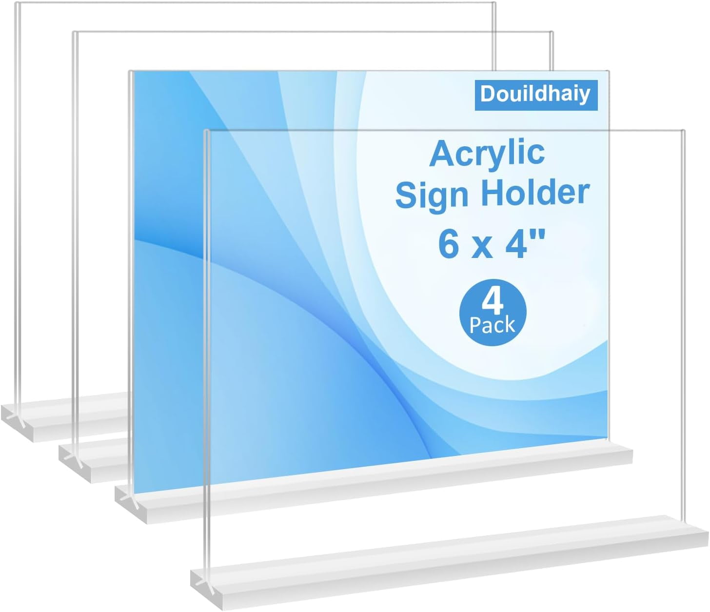 4 Pack Acrylic Sign Holder 4 x 6 Horizontal ,T Shape Double Sided Table ...