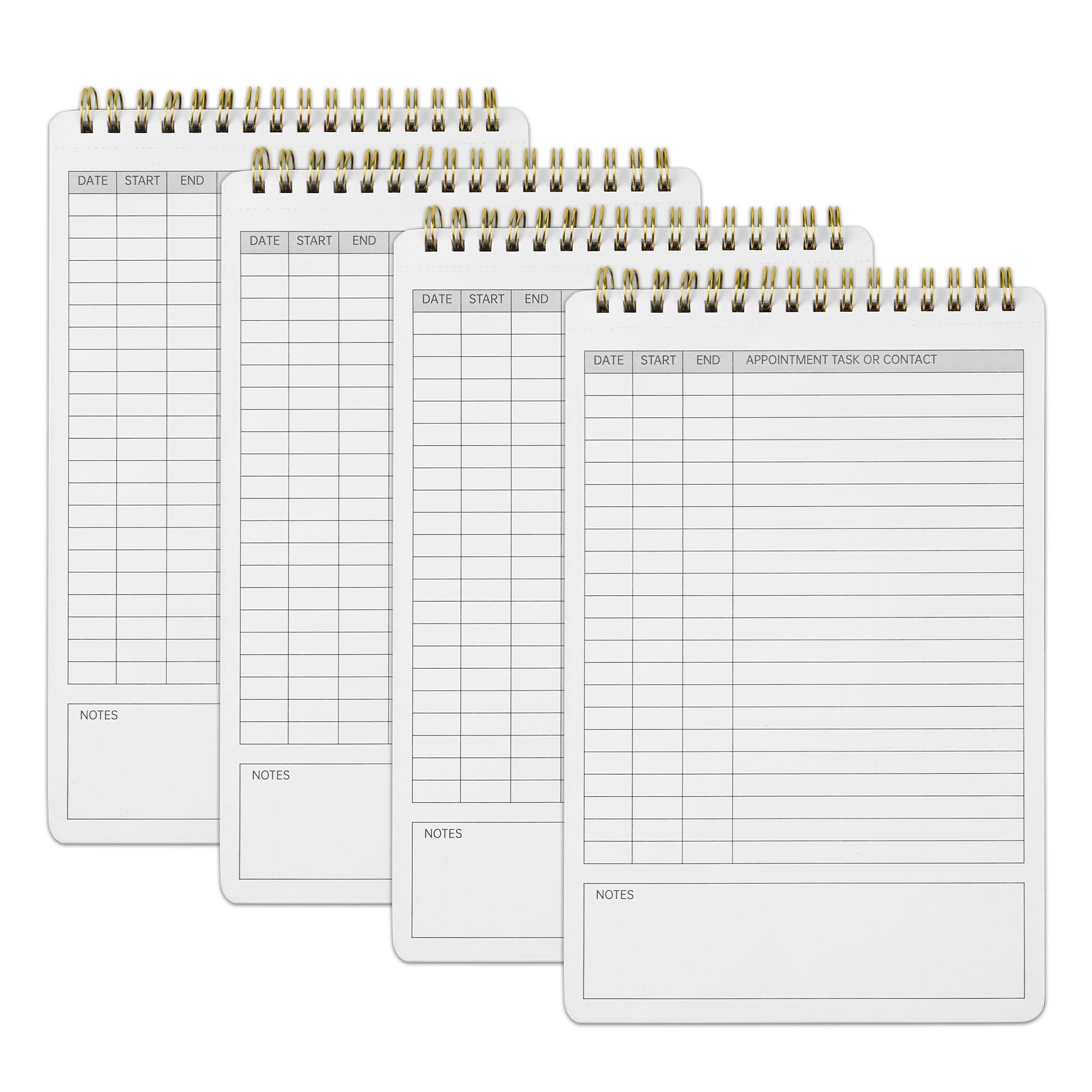 4 Pack Activity Log Spiral Notebook Time Sheet Daily Log Book Checklist ...