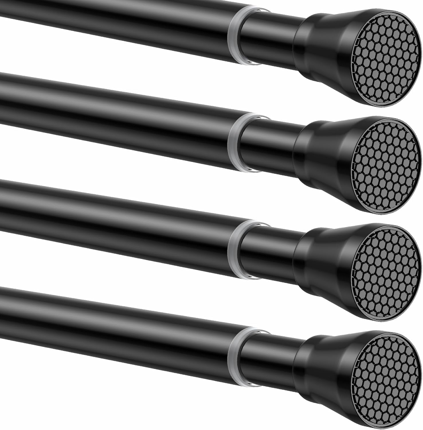 4-Pack Adjustable Black Tension Curtain Rods, 30 to 64 Inches, Spring ...