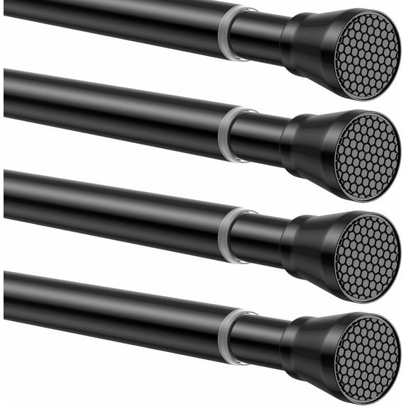 4-Pack Adjustable Black Tension Curtain Rods, 30 to 64 Inches, Spring ...