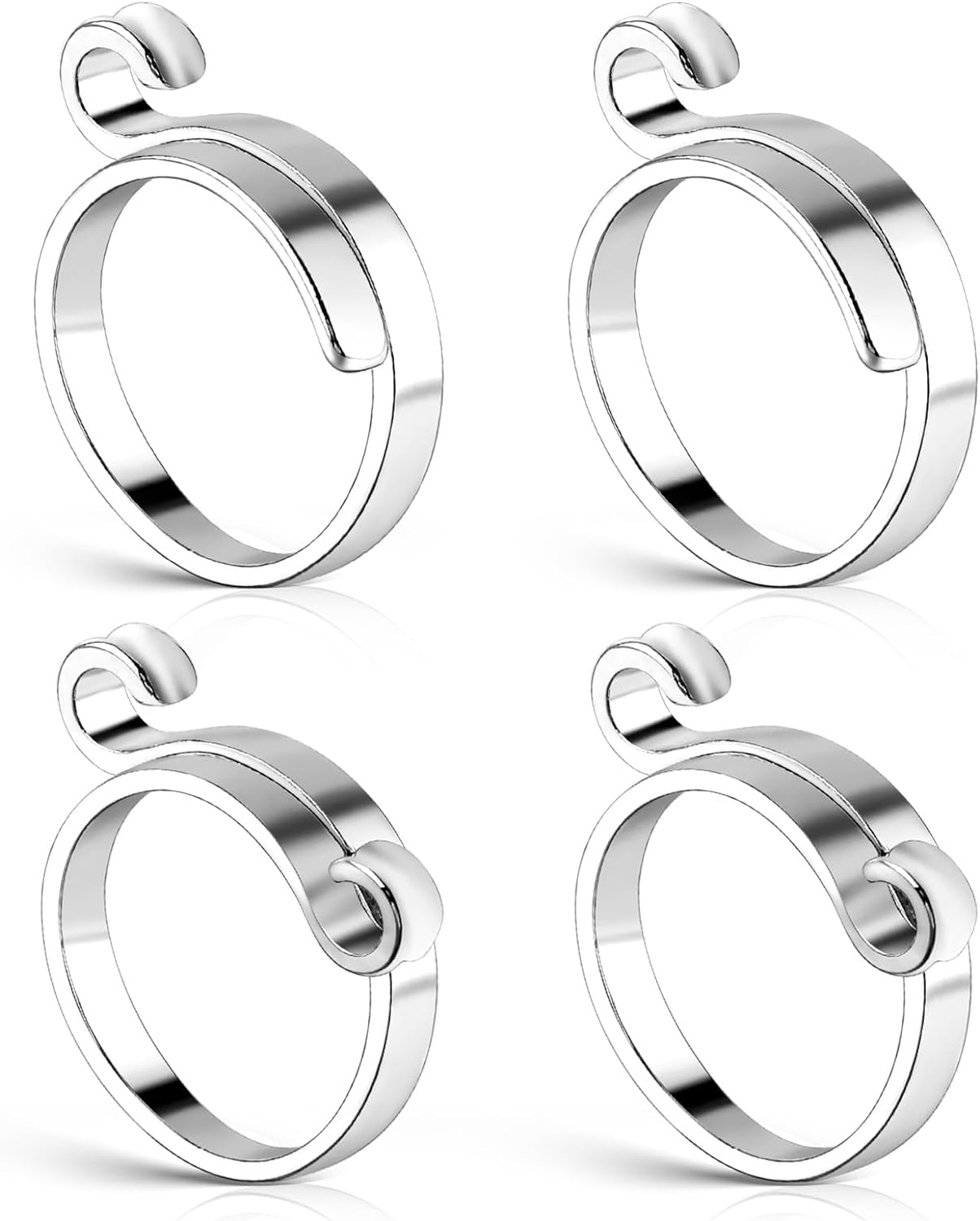 4 Pack Adjustable Crochet Rings Knitting Loop Braided Ring Metal Yarn ...