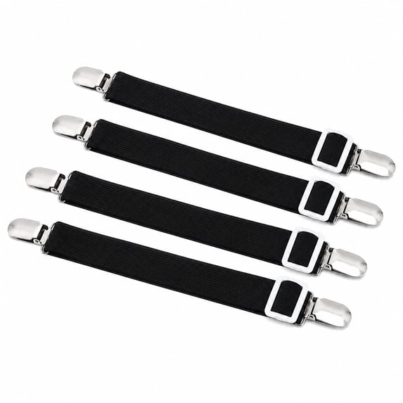 4 Pack Adjustable Elastic Bed Sheet Straps with Metal Clips, Sheet ...