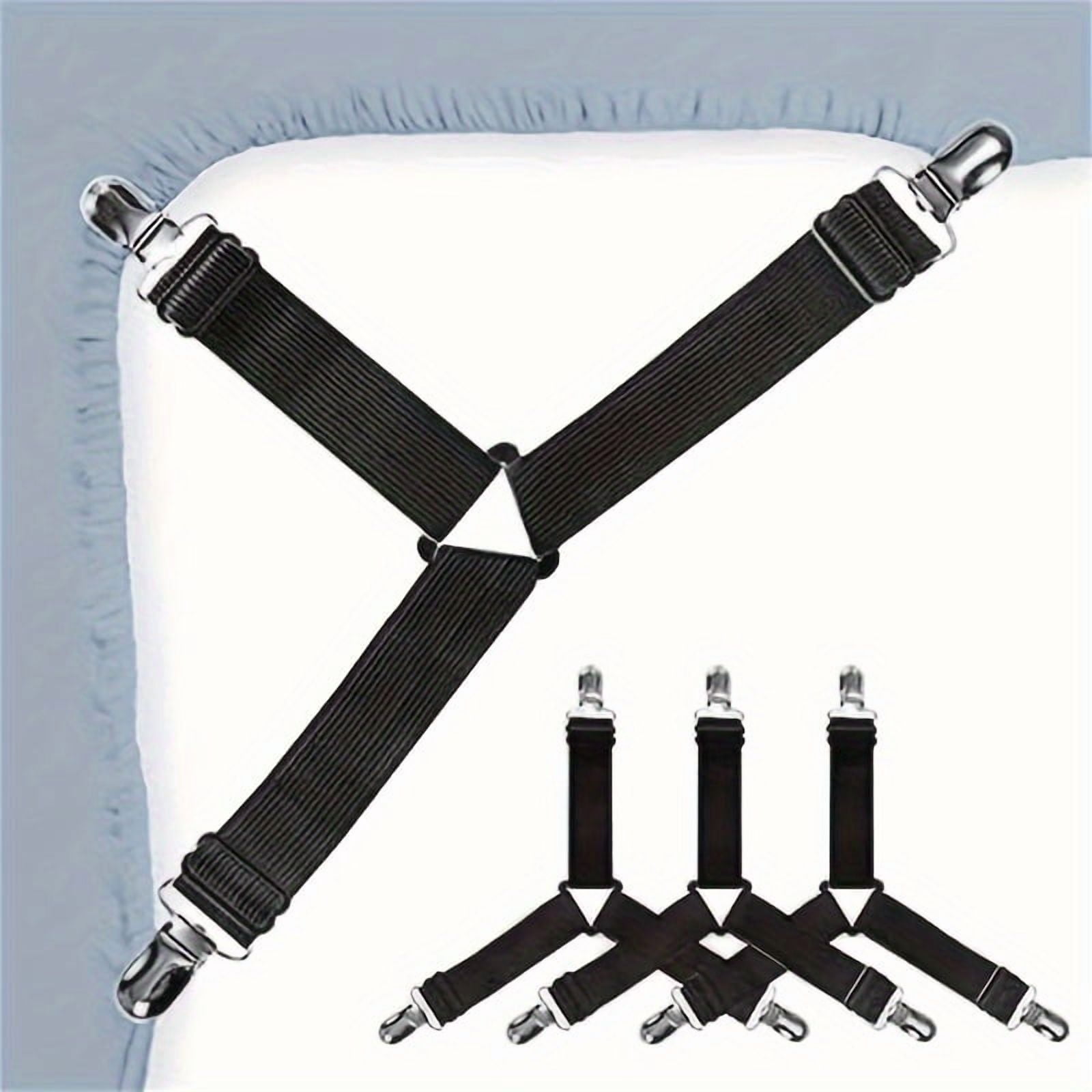 4-Pack Adjustable Elastic Sheet Clips, Heavy-Duty Straps with Strong ...