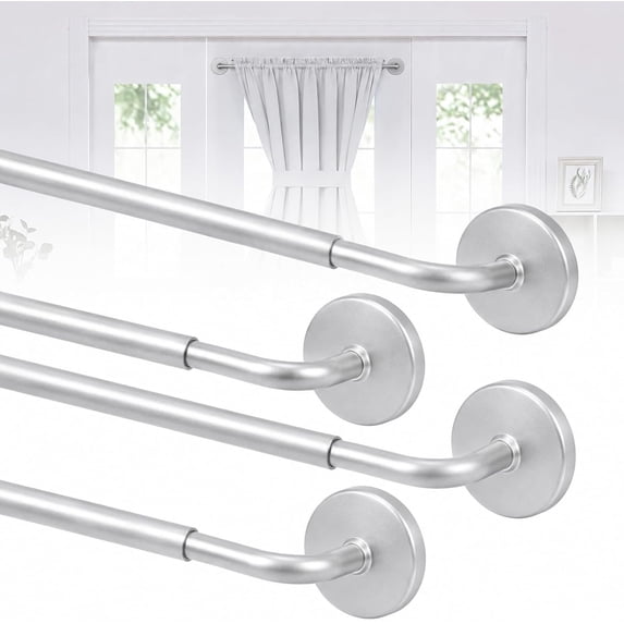 4 Pack Adjustable Magnetic Curtain Rods for Metal & French Doors, 17-30 ...