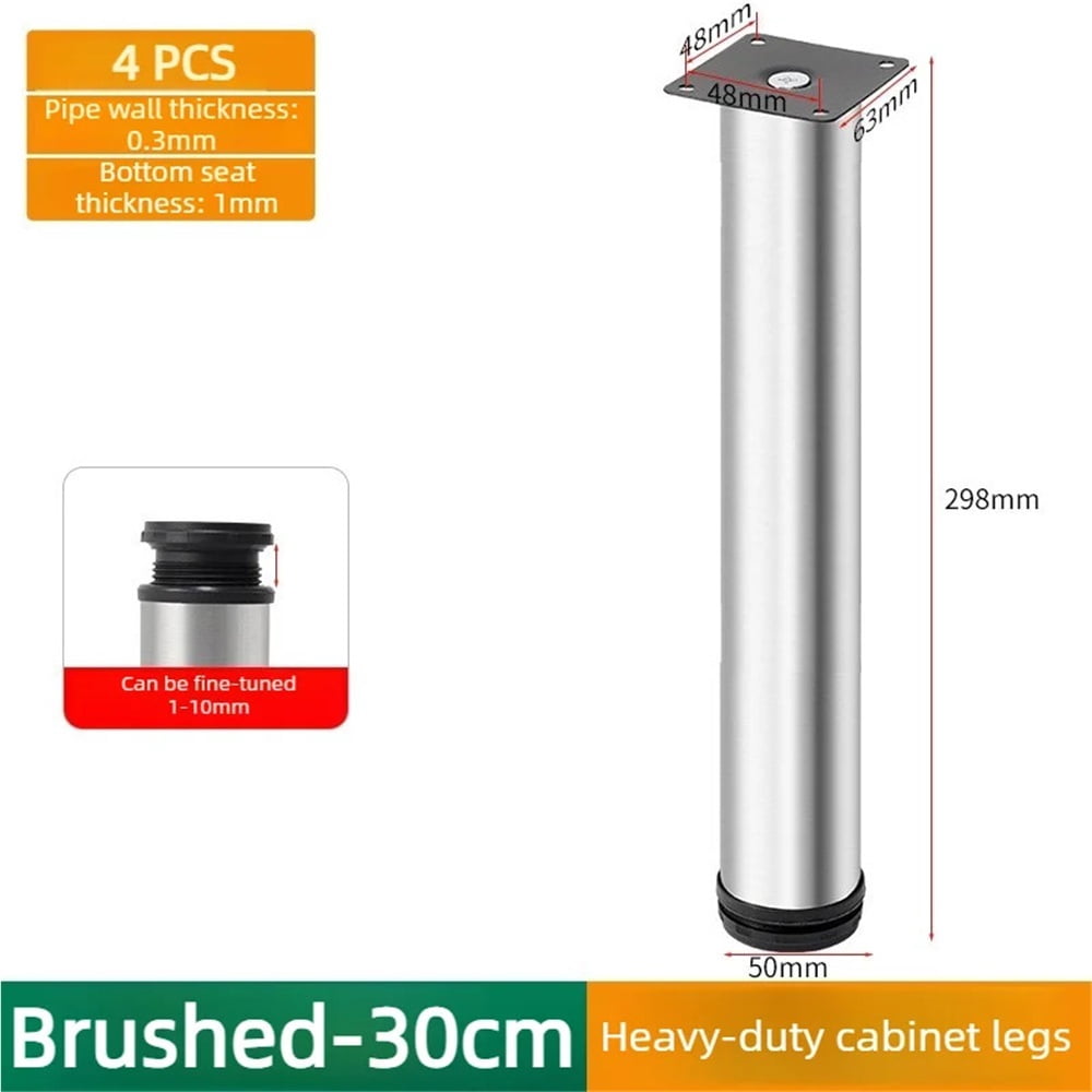 4 Pack Adjustable Stainless Steel Furniture Legs 5-40cm, For Cabinet ...